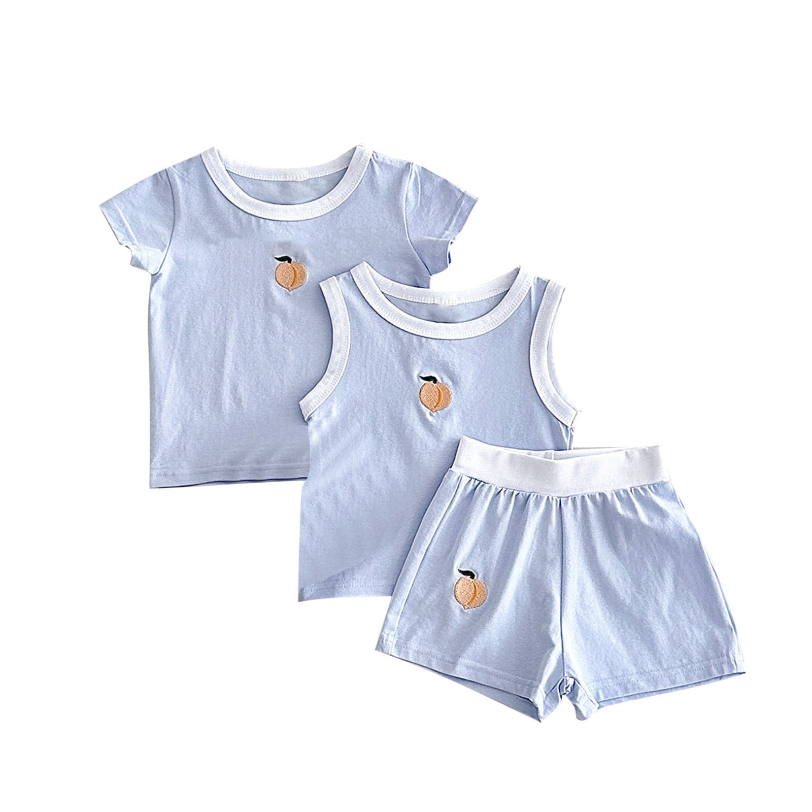 CYRBOKO Baby Girls Outfit Sets, 3 Pieces Elastic Waist Cotton Short ...