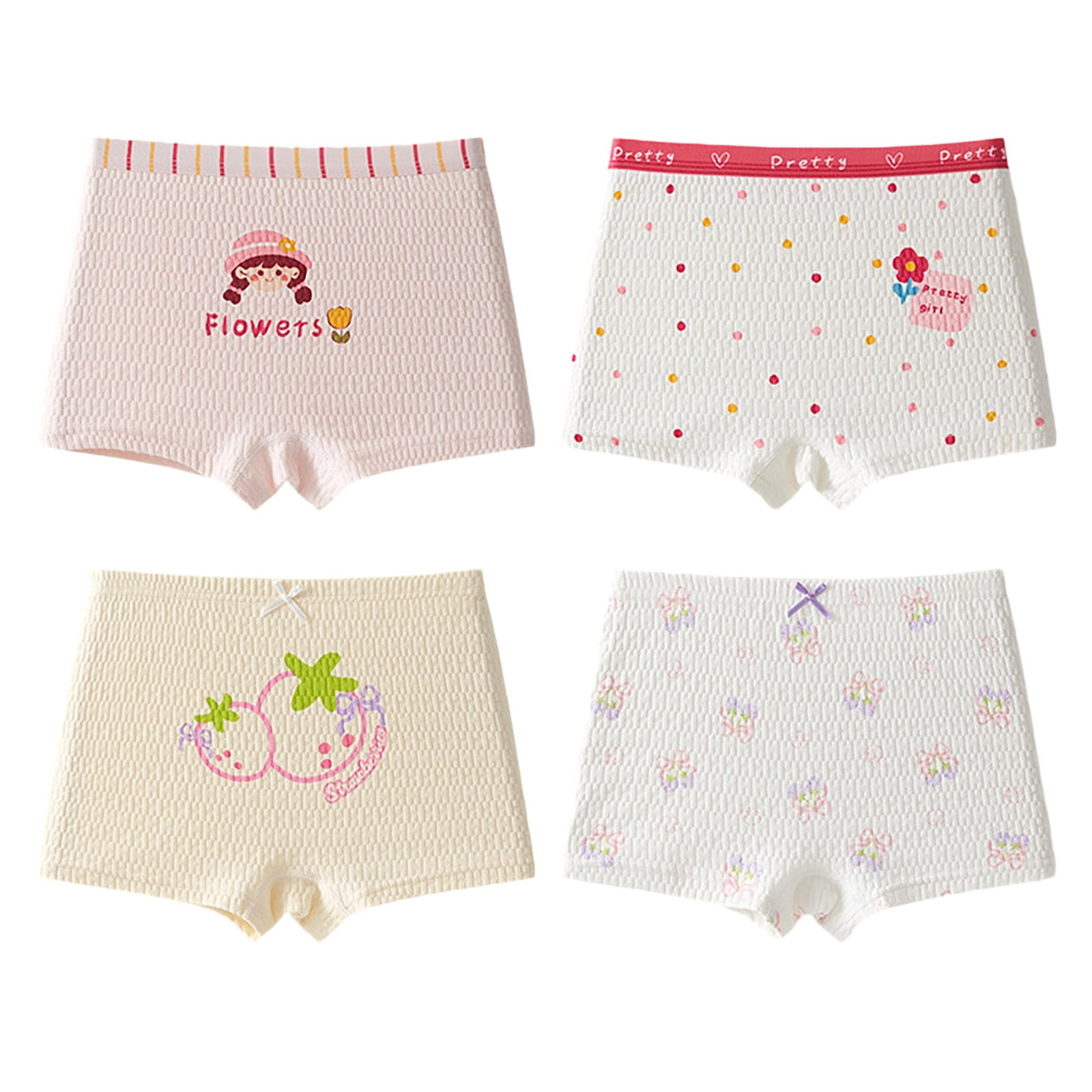 CYRBOKO Boxers for Girls, Lightweight 4 Pack Elastic Waist Cotton ...