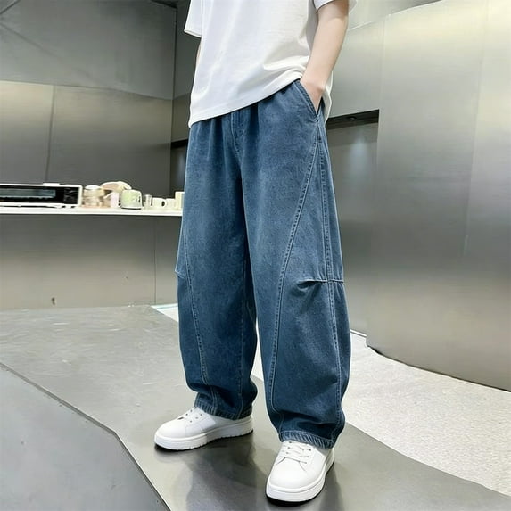 CYRBOKO Boys Denim Pants, Wide-leg Loose Fit Casual Holiday Jeans with ...