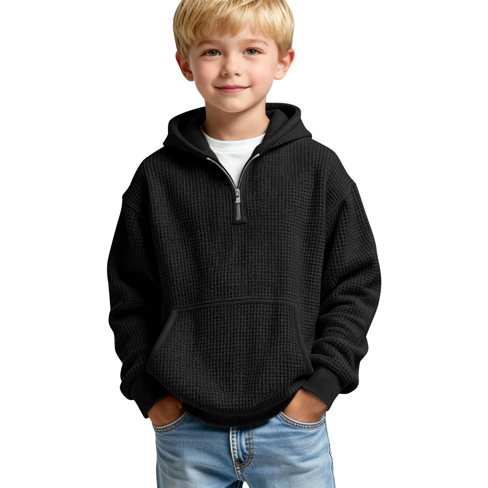 CYRBOKO Boys Hoodies with Pocket, Half Zip Casual Spring Long Sleeve ...
