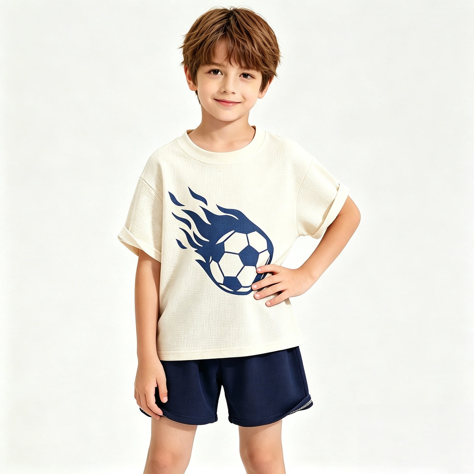 CYRBOKO Boys Summer Outfit Sets, Crew Neck Elastic Waist Short Sleeve ...