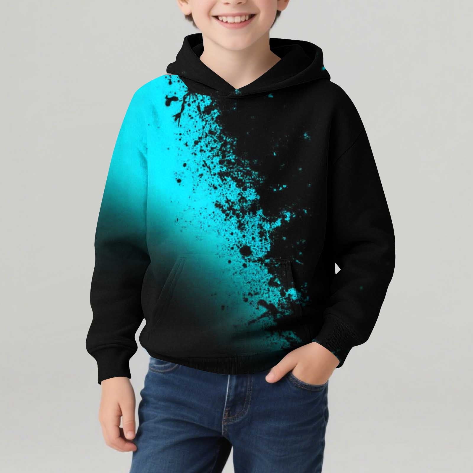 CYRBOKO Boys Sweatshirts, Gradient Printed Hooded Long Sleeve Casual ...