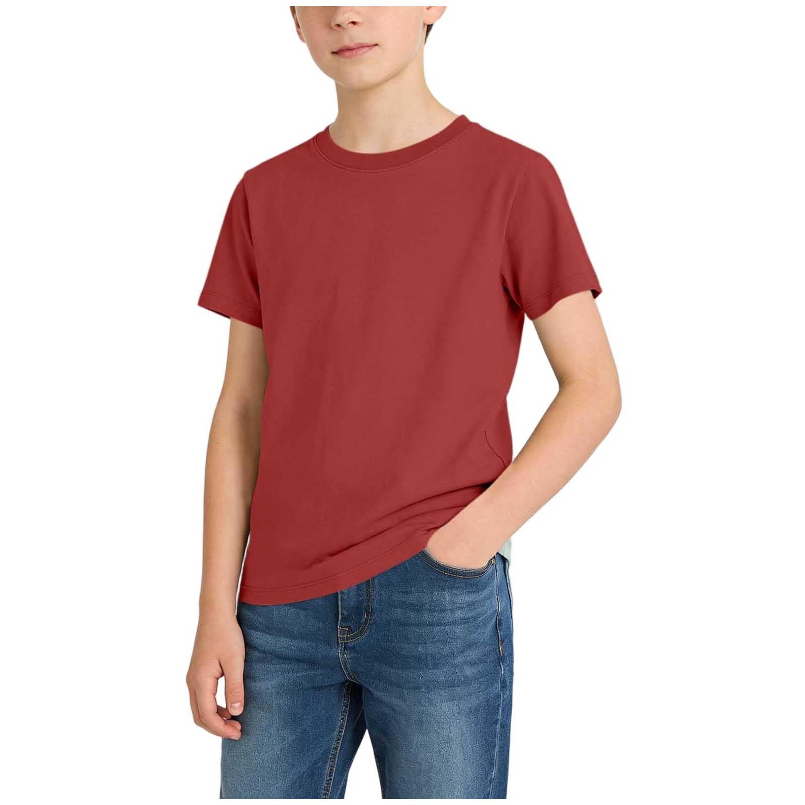 CYRBOKO Boys T-shirts, Soft Cotton Short Sleeve Casual Basic Tops Red ...