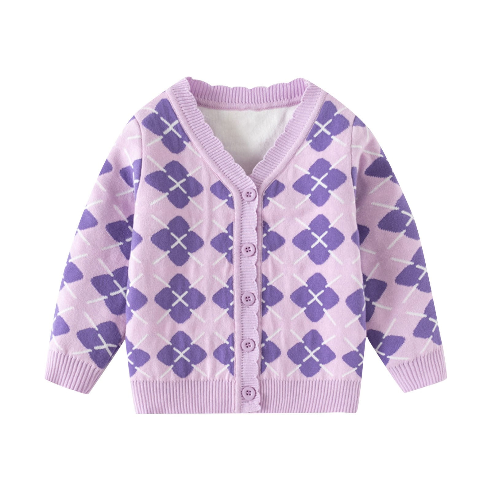 CYRBOKO Girl's Cardigans, Knit Printed Cotton Long Sleeve Winter ...