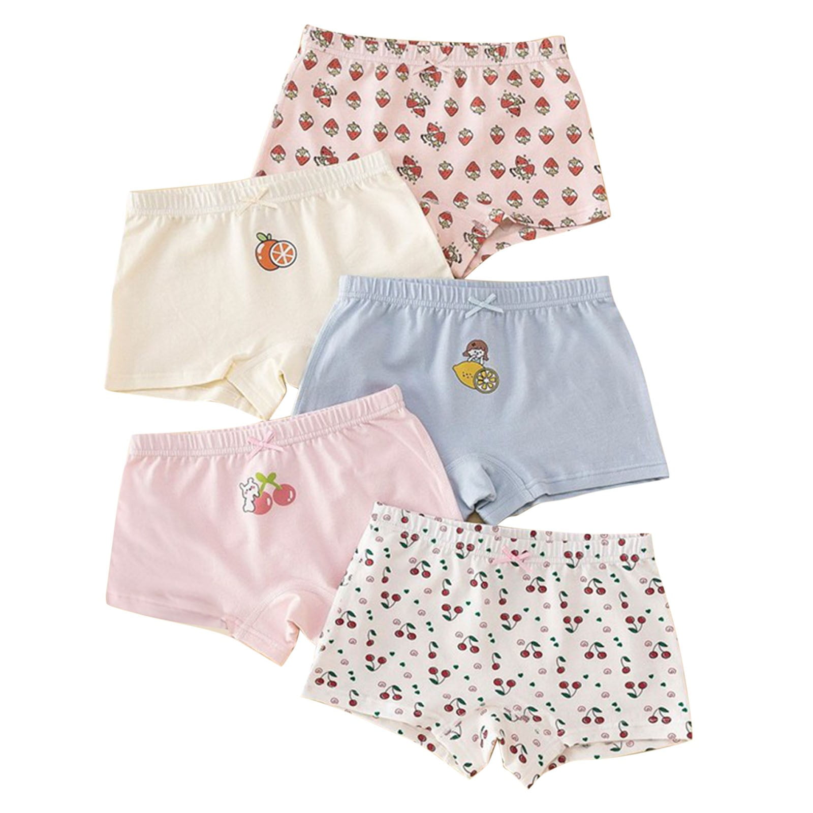 CYRBOKO Girls'Boxer Shorts, 5-piece Elastic Waist Cotton Soft Underwear ...