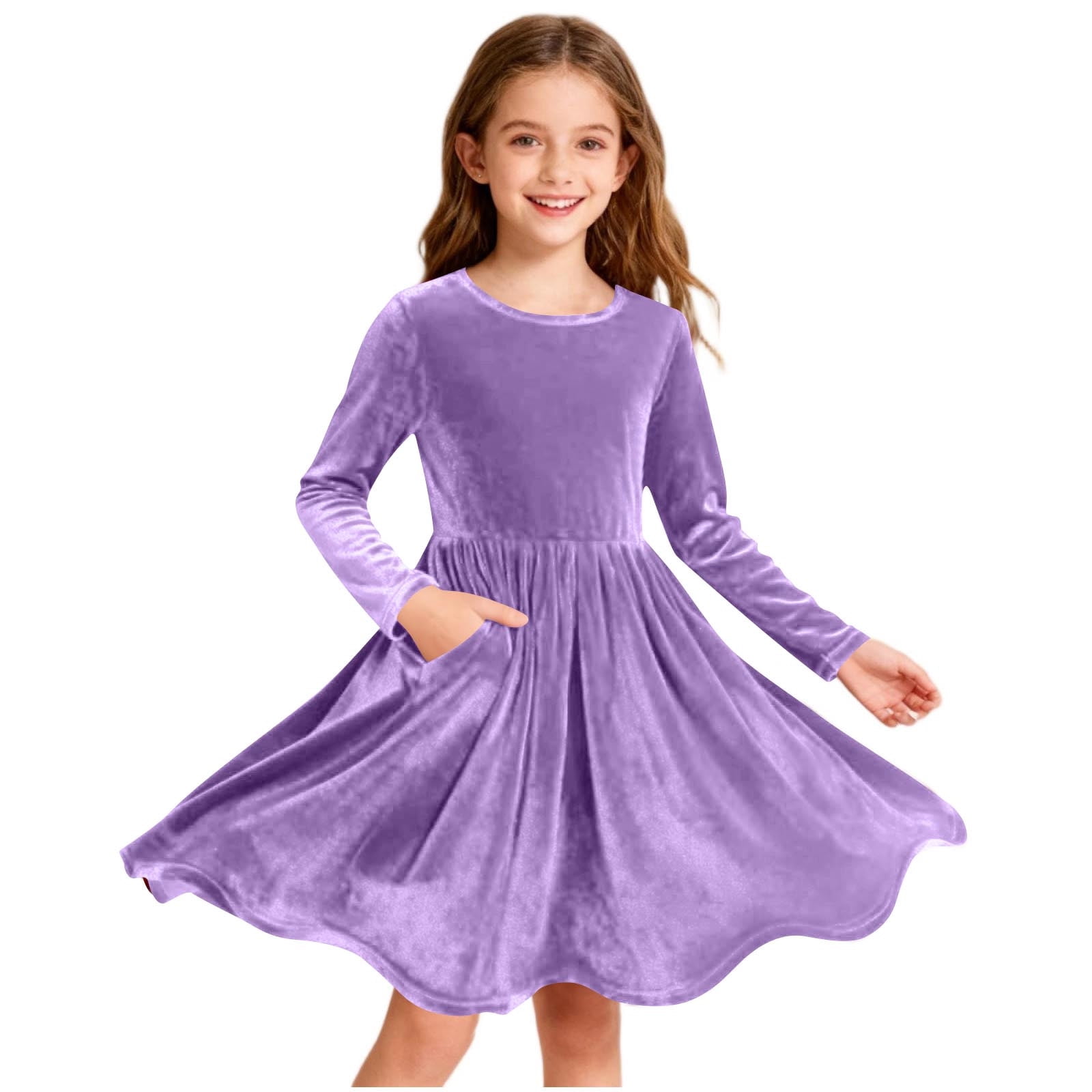 CYRBOKO Girls Christmas Dresses, Birthday Long Sleeve Holiday Velvet ...