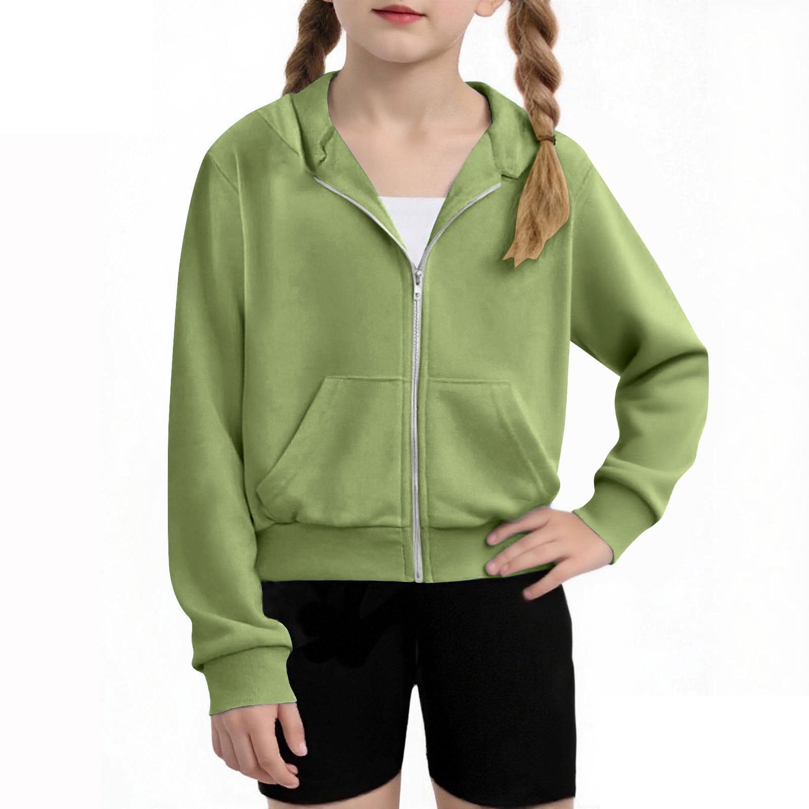 CYRBOKO Girls Cropped Sweatshirts, Athletic Full Zip Long Sleeve Hooded ...