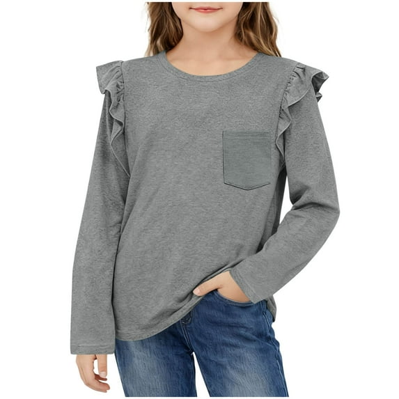 CYRBOKO Girls Long Sleeve Tops with Ruffles, Crewneck Dance Spring ...
