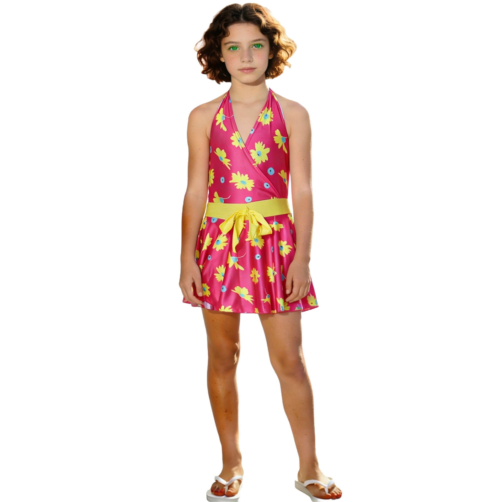 CYRBOKO Girls One-piece Swimsuits, Hawaiian Floral Print Quick-dry ...