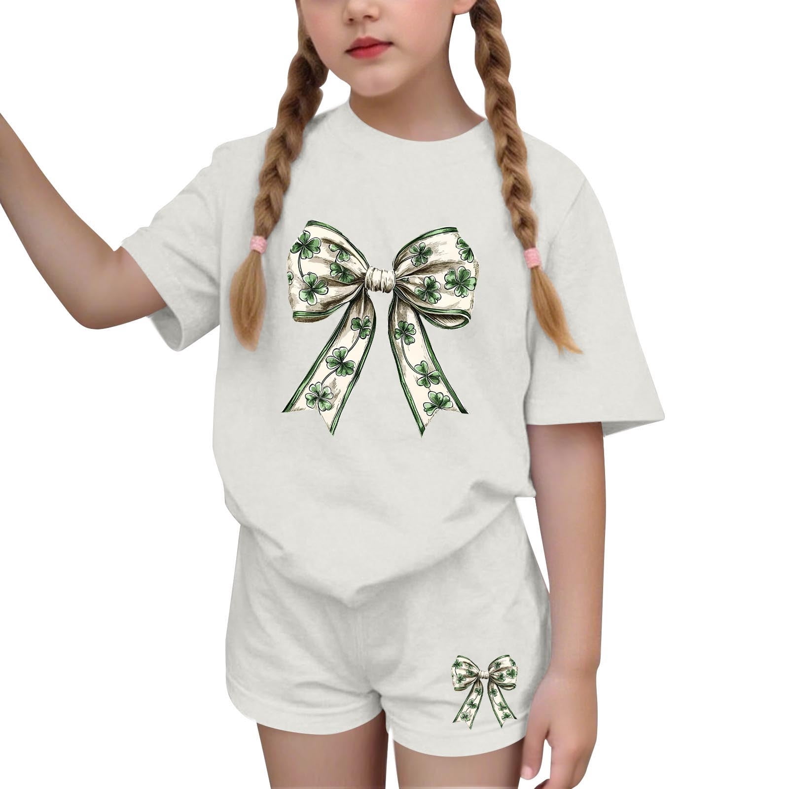 CYRBOKO Girls Outfit Sets, Casual Short Sleeve Elastic Waist Summer Two ...