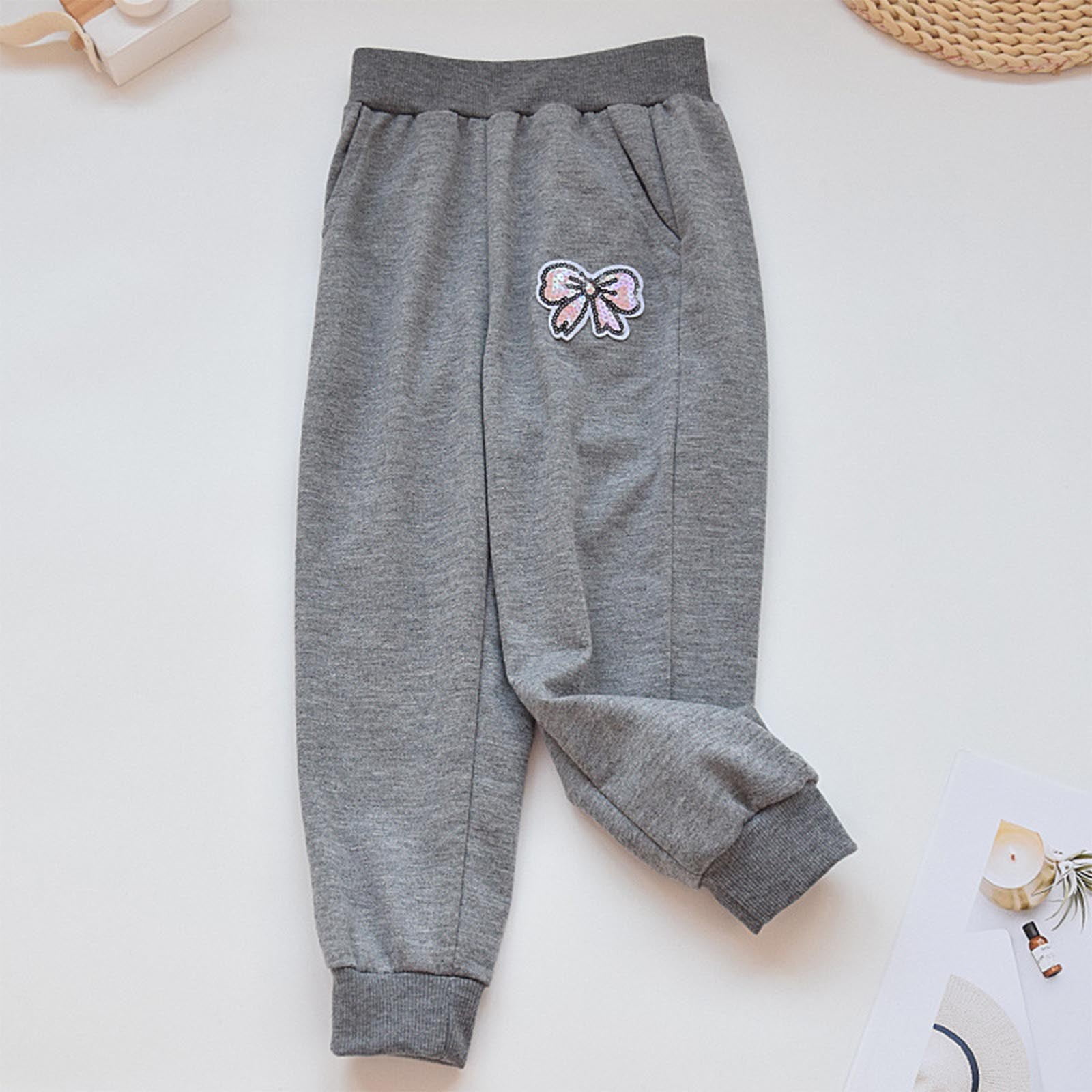 CYRBOKO Girls Sweatpants, Elastic Waist Cotton Running Printed Athletic ...