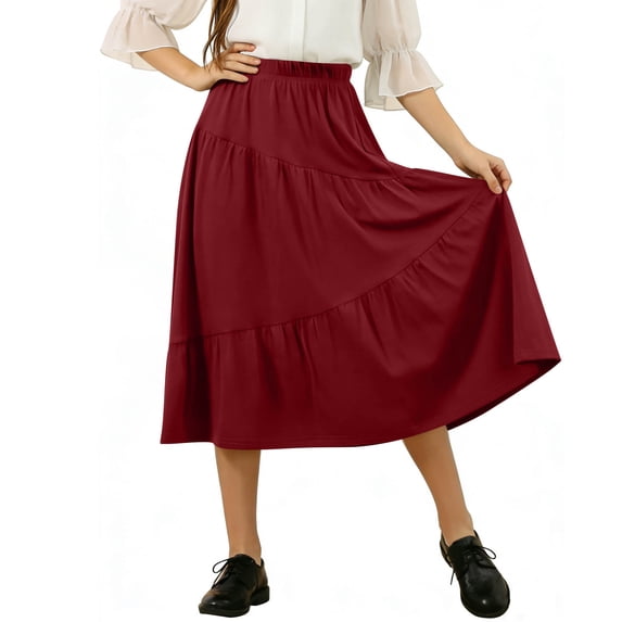 CYRBOKO Kids Flowy Skirts for Girls, Casual Loose Elastic Waist Summer ...