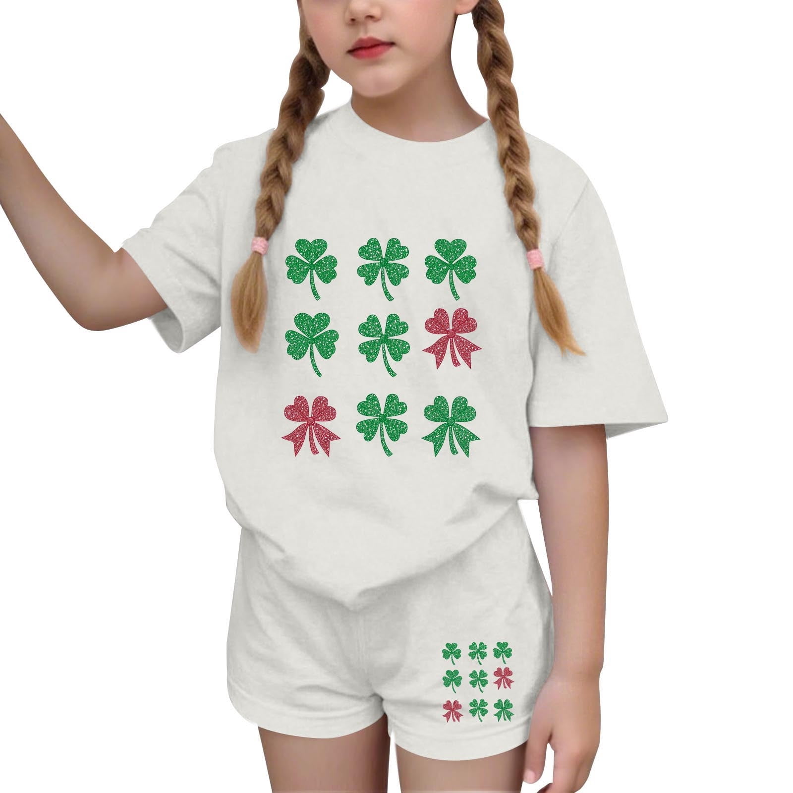 CYRBOKO Outfit Sets for Girls, Elastic Waist Party Short Sleeve 2-piece ...