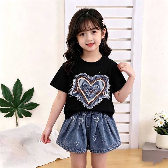 CYRBOKO Outfit Sets for Girls, Summer Soft Elastic Waist Cotton Short ...