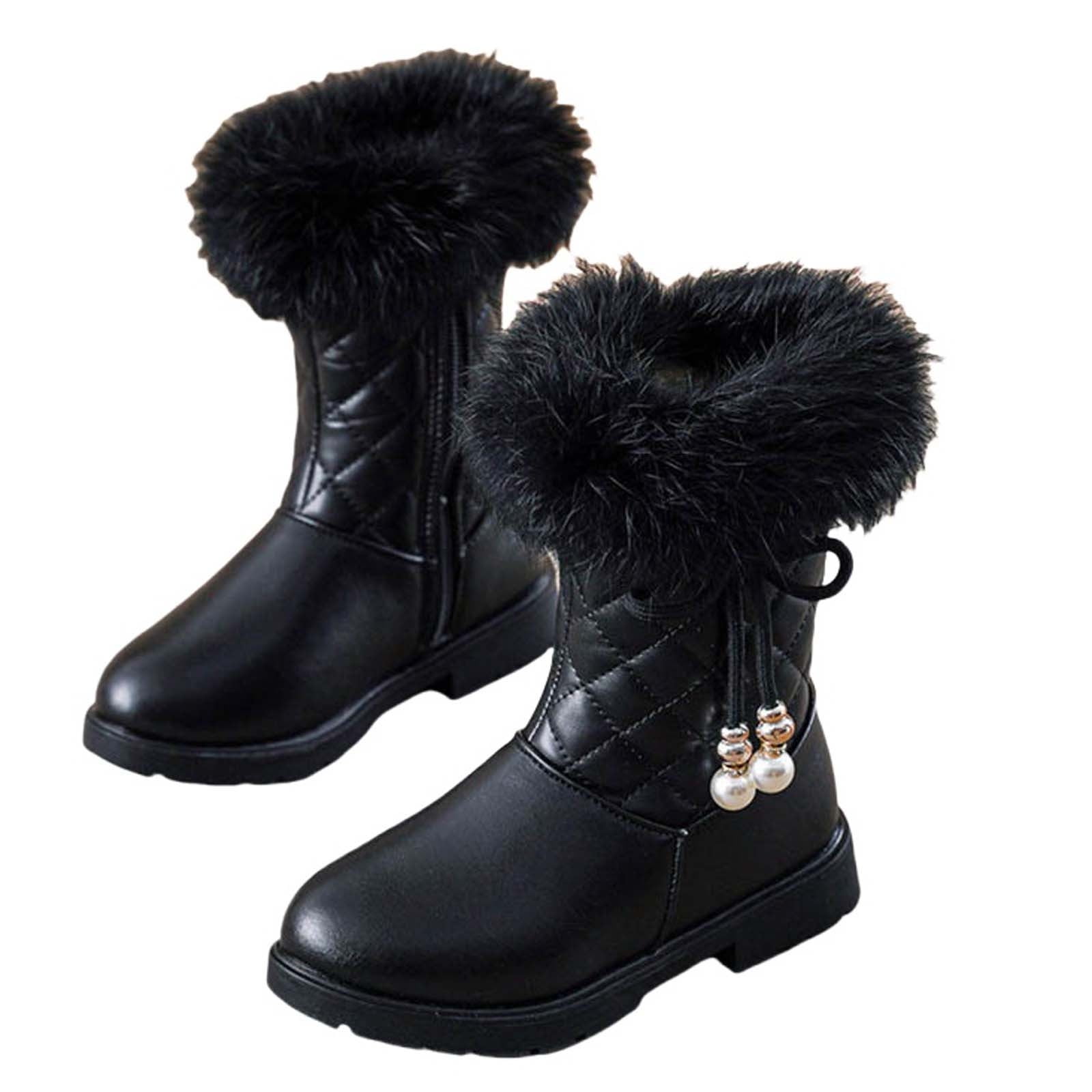 CYRBOKO Snow Boots for Girls, Princess Fleece Casual Thermal Shoes for ...