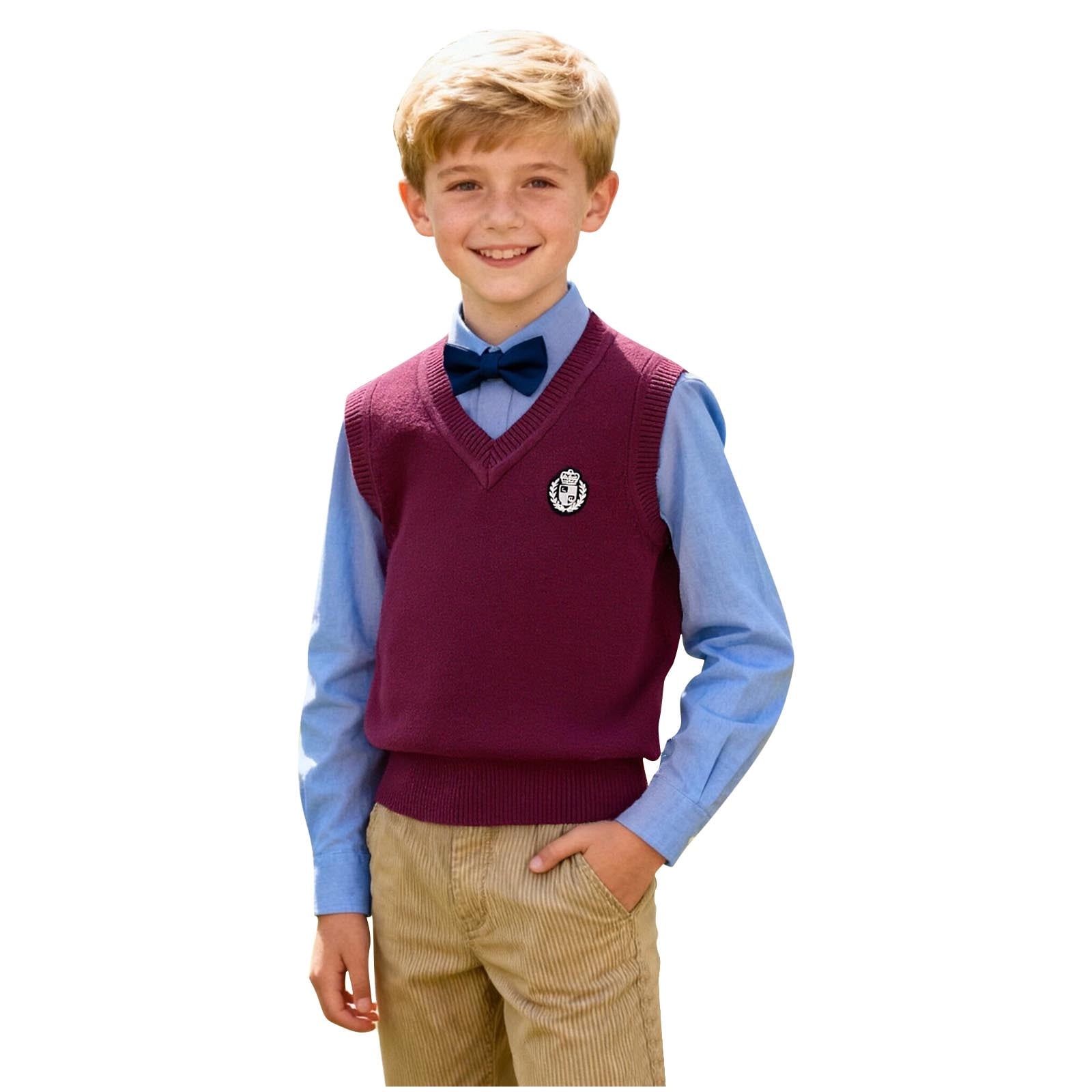 CYRBOKO Sweater Vests for Boys, Knitted Soft V-neck Pullover School ...