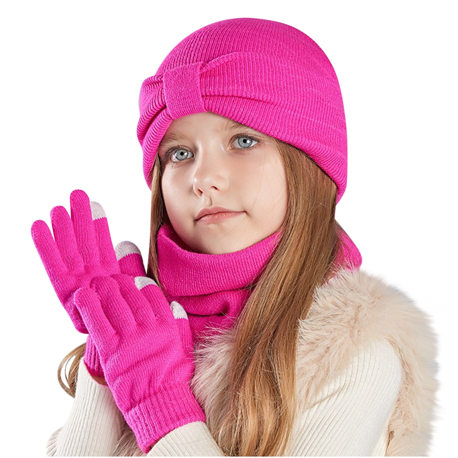 CYRBOKO Toddler Girls' Beanies, Gloves & Scarves, Stretchy Thermal ...