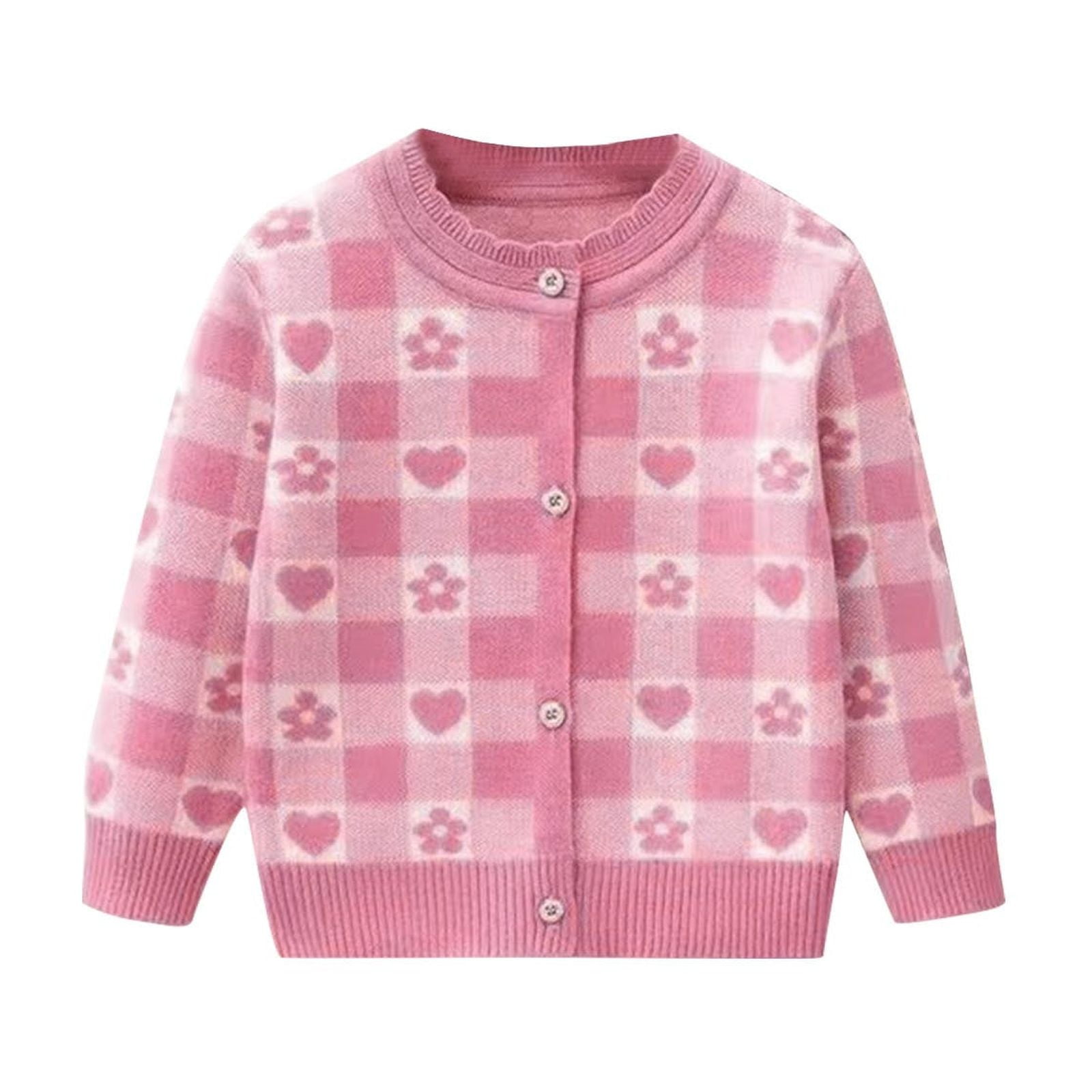 CYRBOKO Toddler Girls Cardigans, Long Sleeve Crewneck Cotton Knit Fall ...