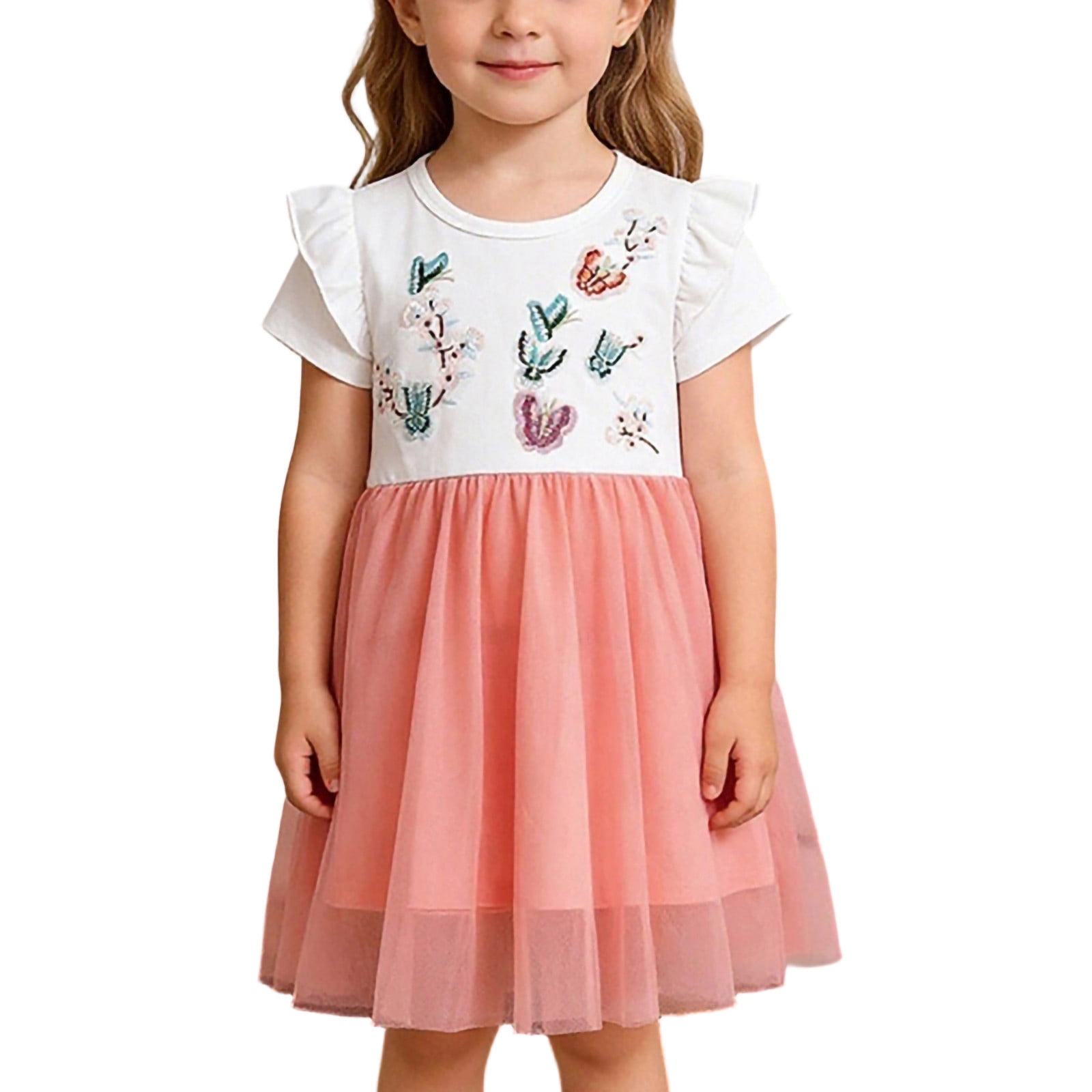CYRBOKO Toddler Girls Sundresses, A-line Breathable Short Sleeve Summer ...