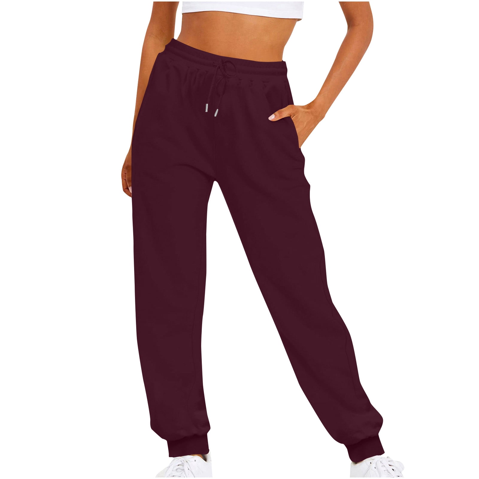 CYRBOKO Womens Sweatpants, Cuffed Open Leg Lightweight Drawstring ...
