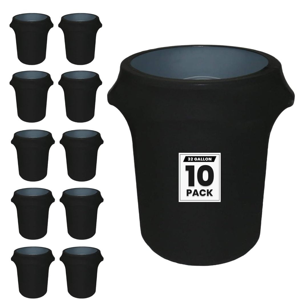 CYRP - 32 Gallon Black Spandex Trash Can Cover, Fitted Stretch Covers ...