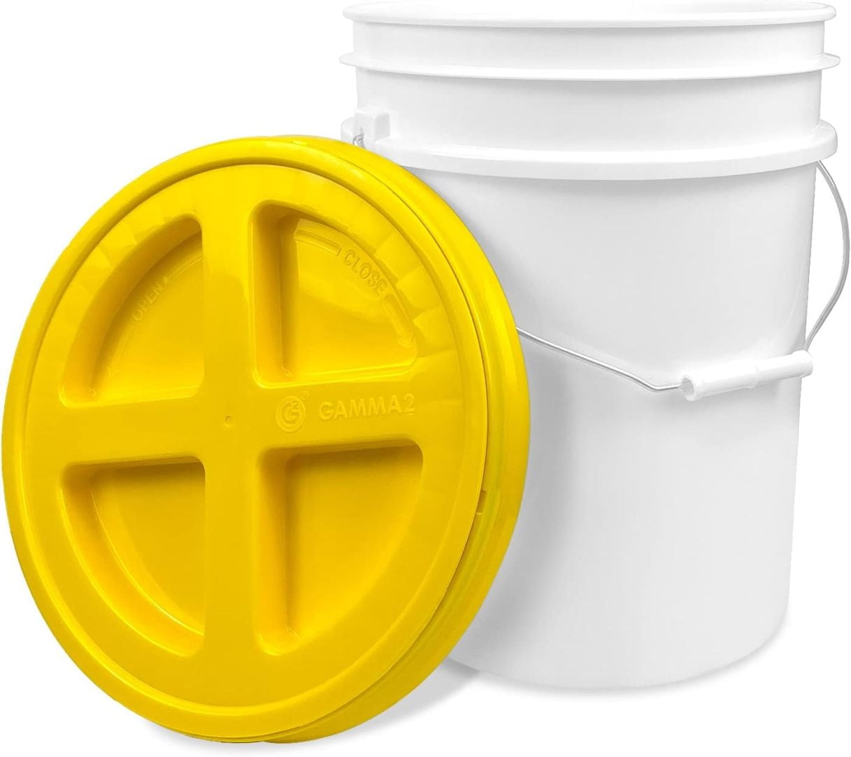 CYRP 5 Gallon White Bucket with Yellow Gamma Seal Screw on Airtight Lid ...