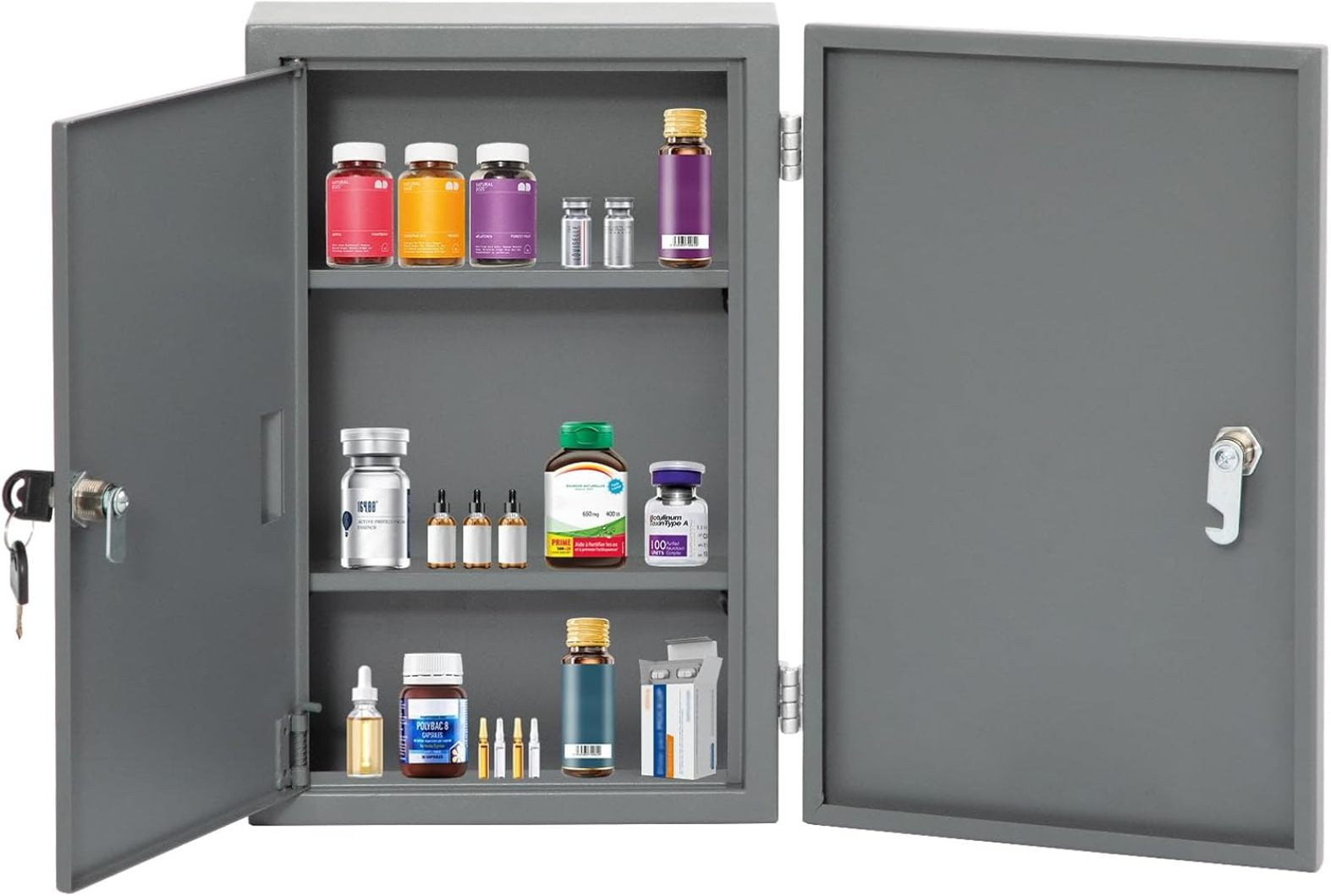 CYRP First Aid Wall Mount Medicine Cabinet with Lock, Steel Drug ...
