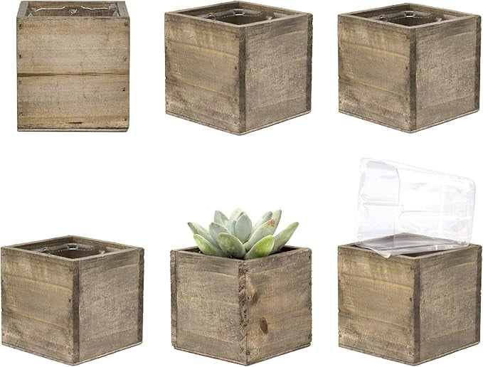 CYS EXCEL Cube Planter Box with Removable Plastic Liner (3"x3"x3")(6 ...