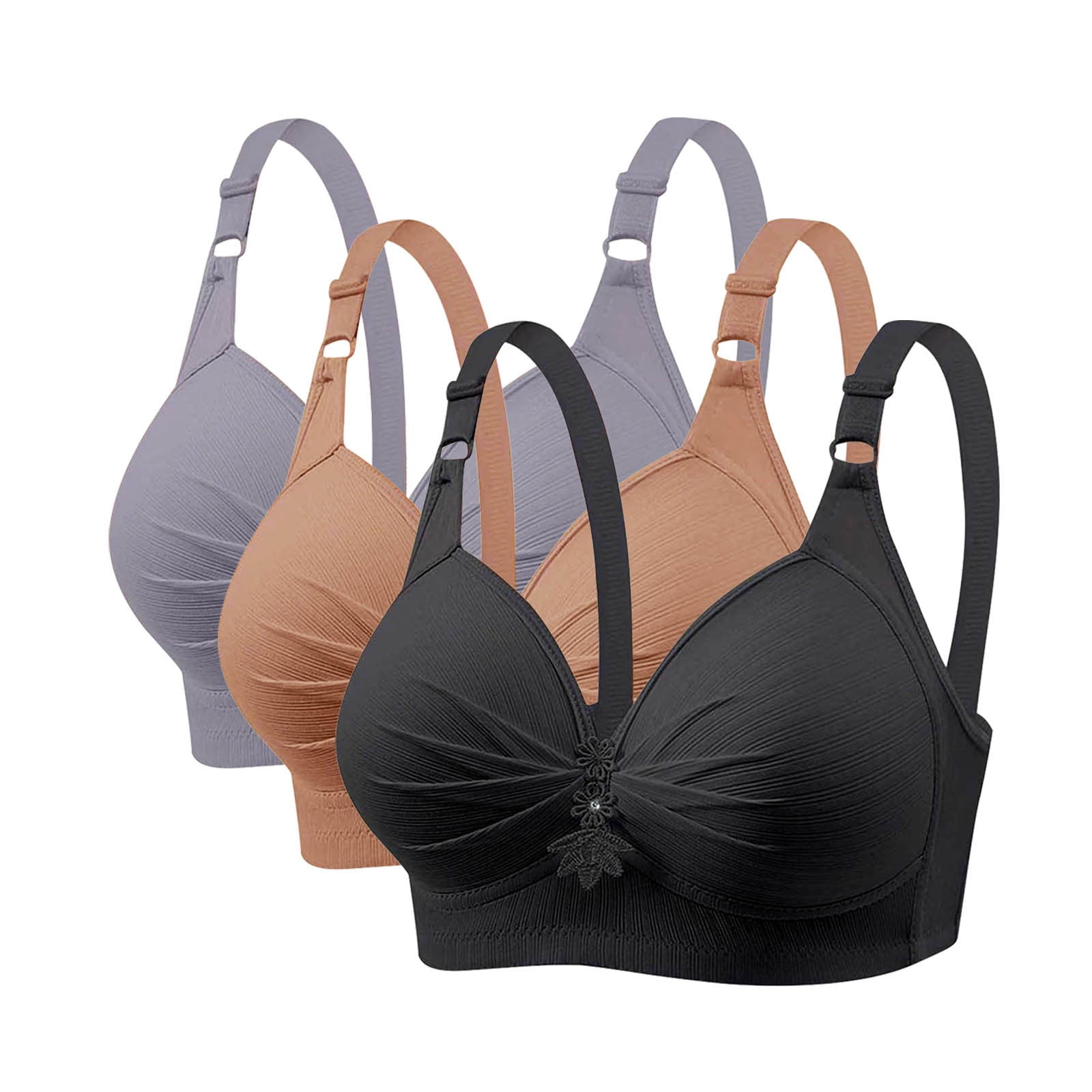 CYSFASHION 3 Pc Push Up Bra for Women Smoothing Wirefree Comfortable ...