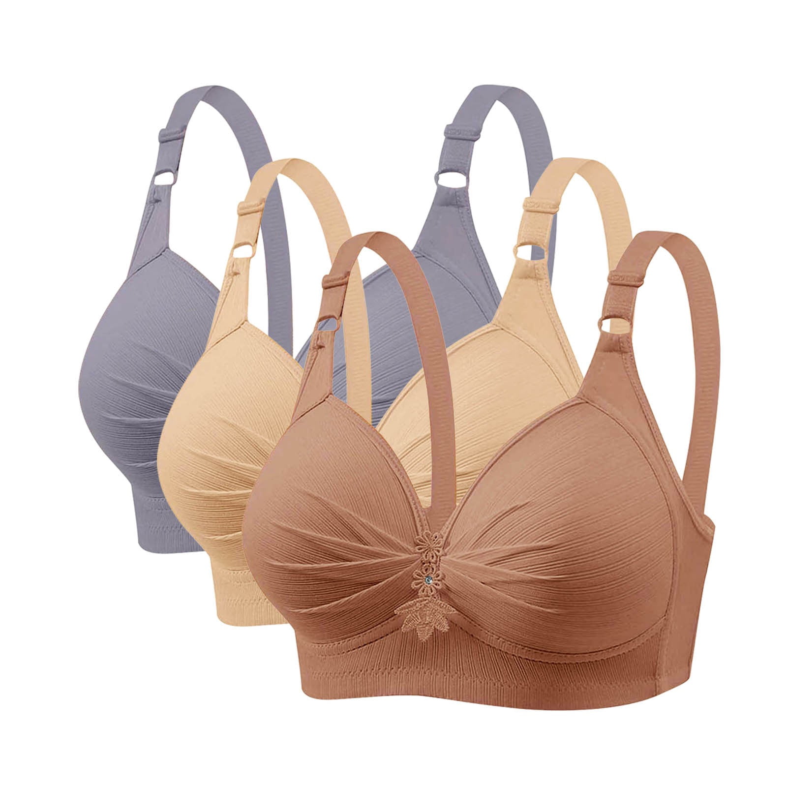 CYSFASHION 3 Piece Push Up Bra for Women Smoothing Wirefree Comfortable ...