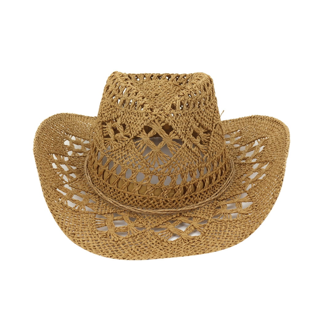 CYSFASHION Cowboy Hat Men Cowgirl Western Decor Roll Up Straw Hat ...