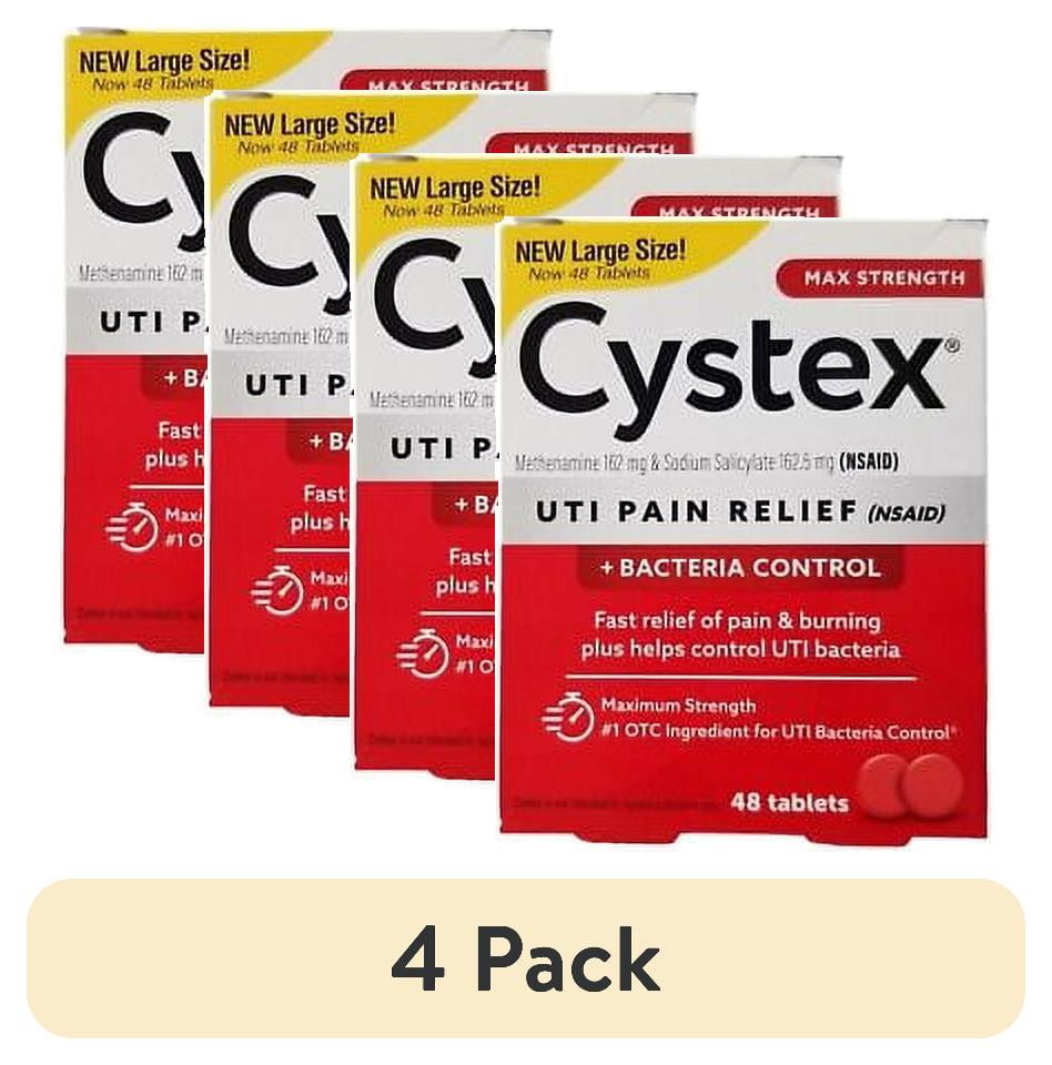 (4 pack) CYSTEX PLUS UTI Tablets Urinary Pain Relief Plus helps w ...