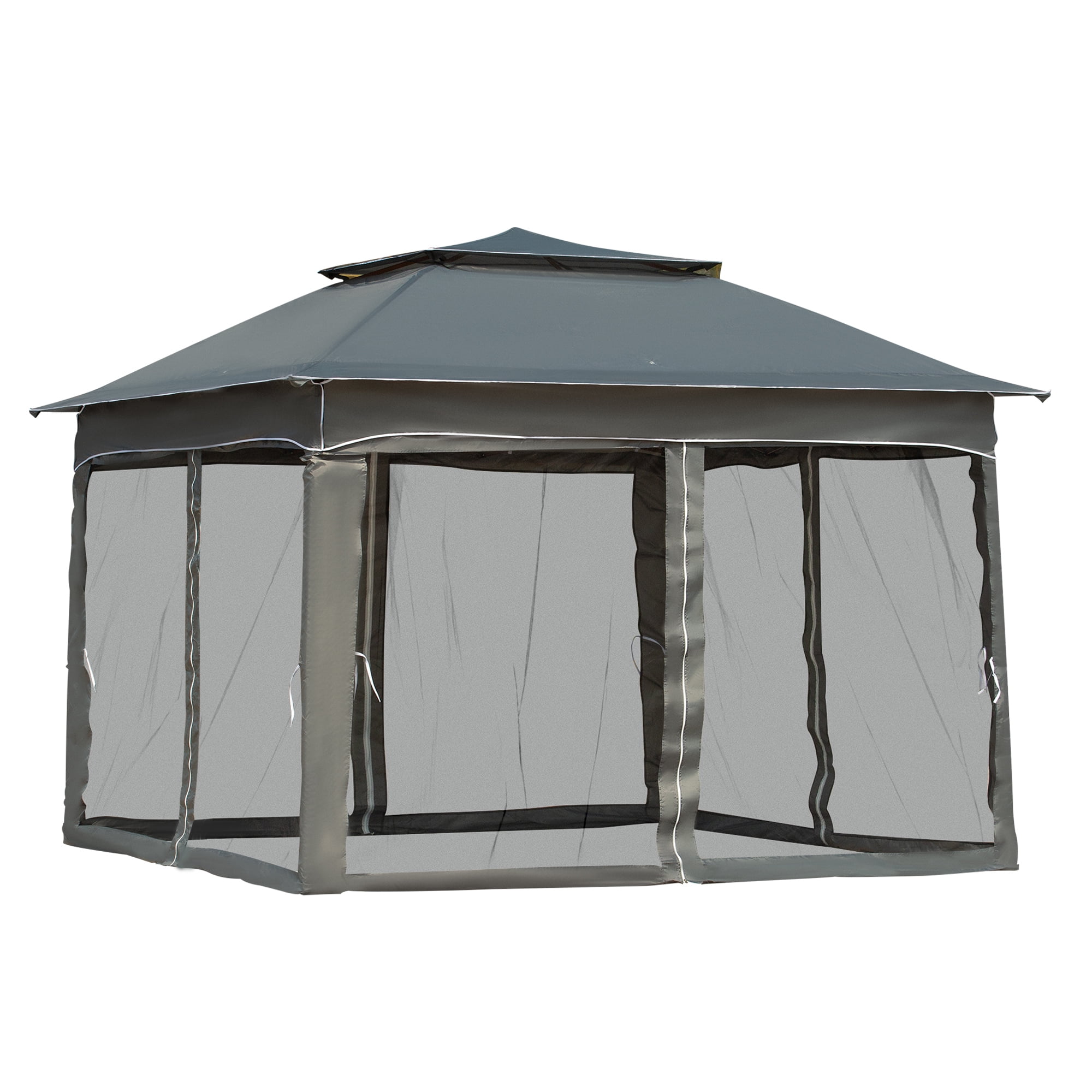 CYTROP 11' x 11' Outdoor 2-Tier Pop Up Gazebo Portable Party Tent w ...