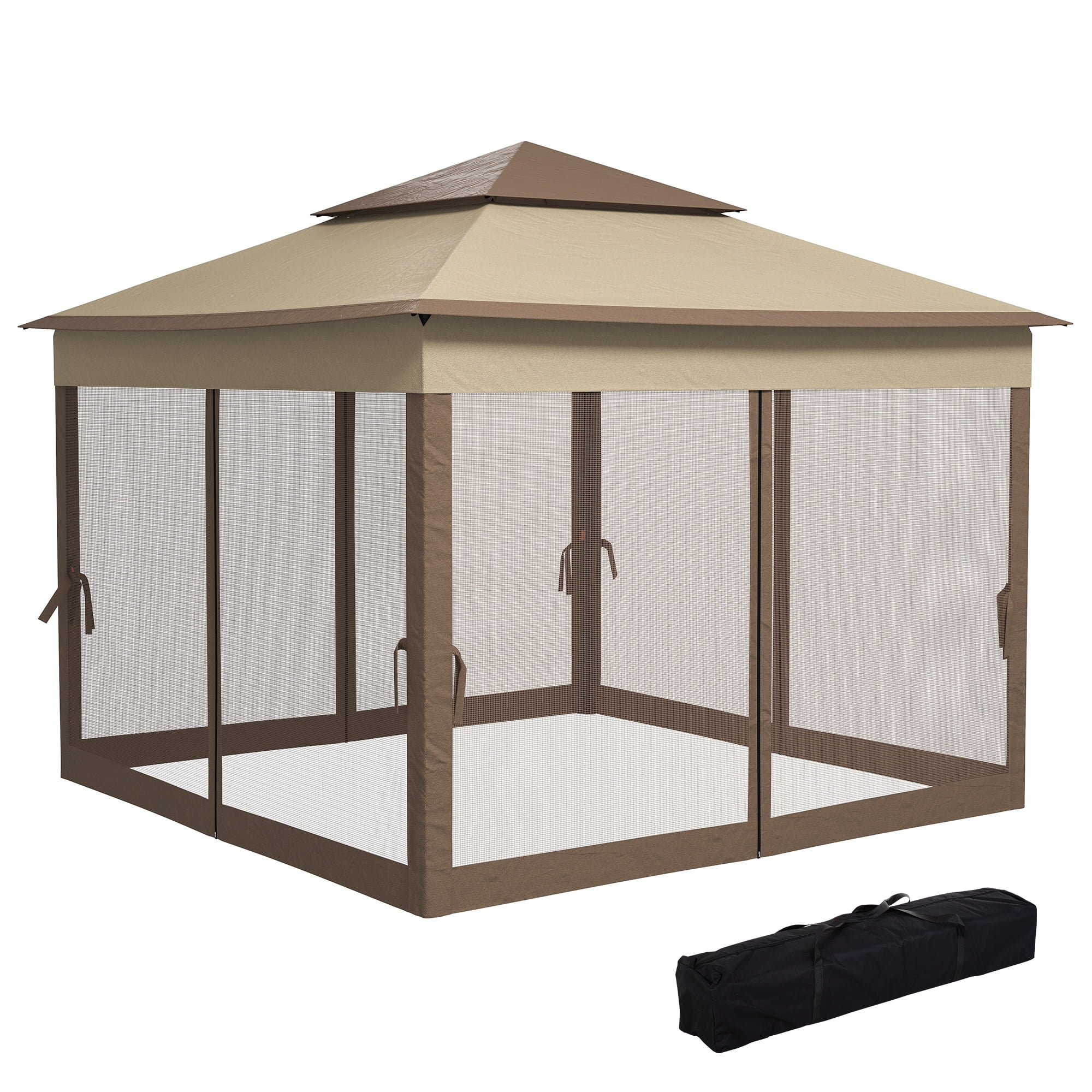 CYTROP 11' x 11' Outdoor 2-Tier Pop Up Gazebo Portable Party Tent w ...