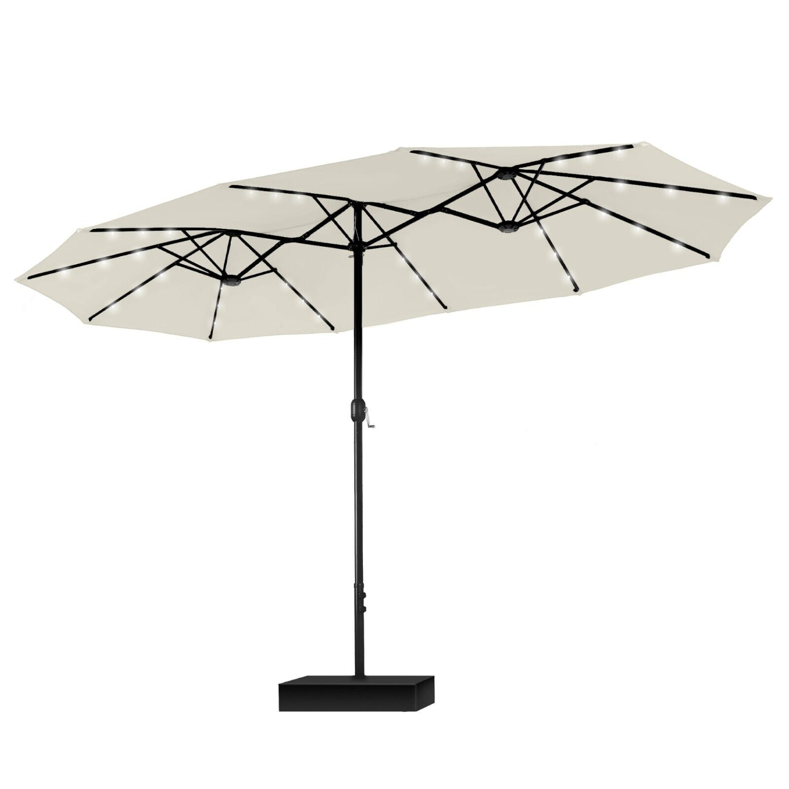 CYTROP 15 ft Rectangle Patio Umbrella with Solar Lights and Base ...