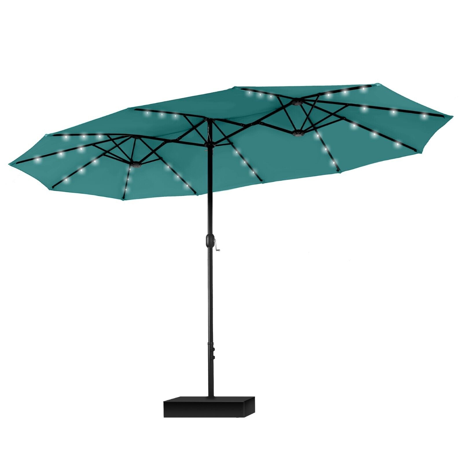 CYTROP 15 ft Rectangle Patio Umbrella with Solar Lights and Base ...