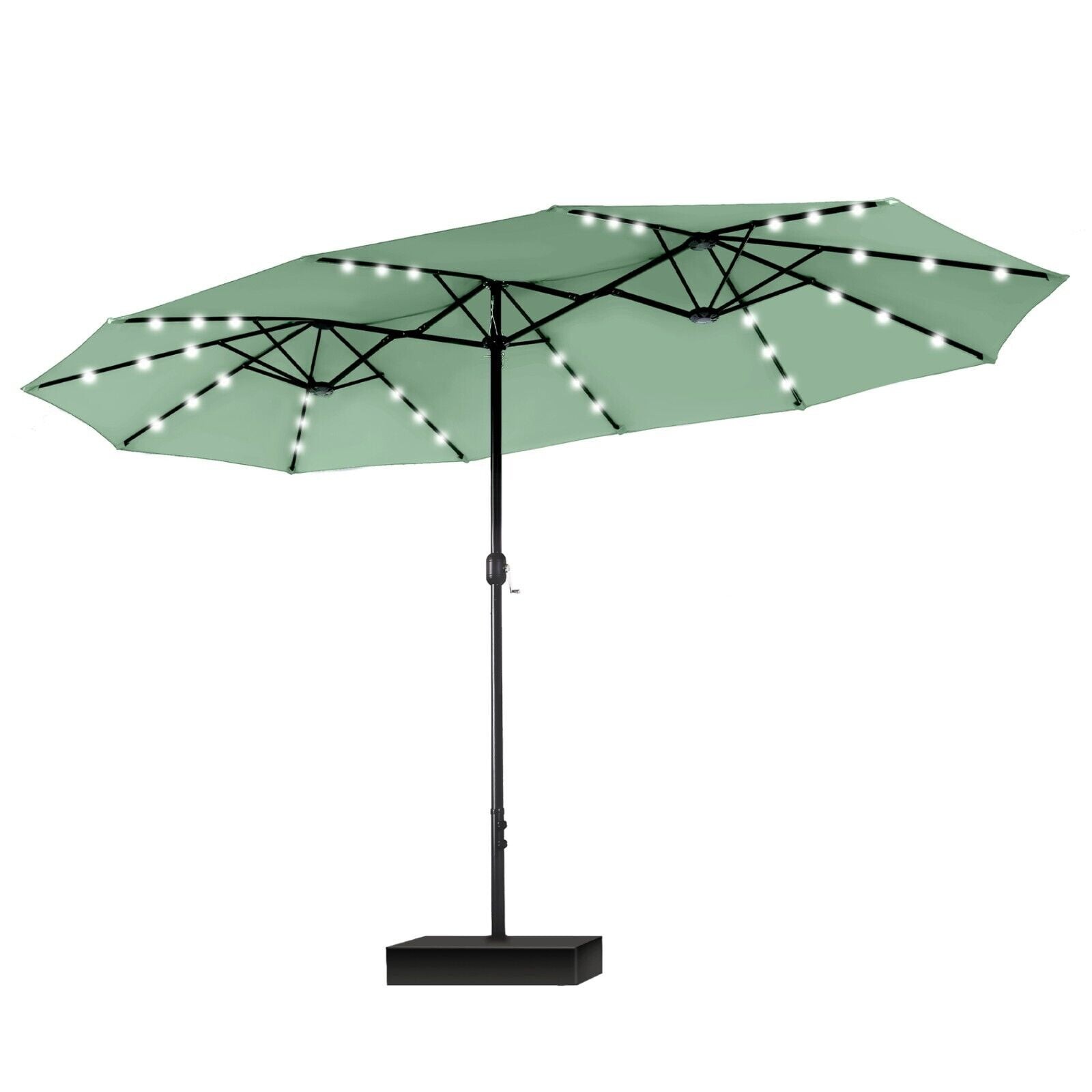 CYTROP 15 ft Rectangle Patio Umbrella with Solar Lights and Base ...