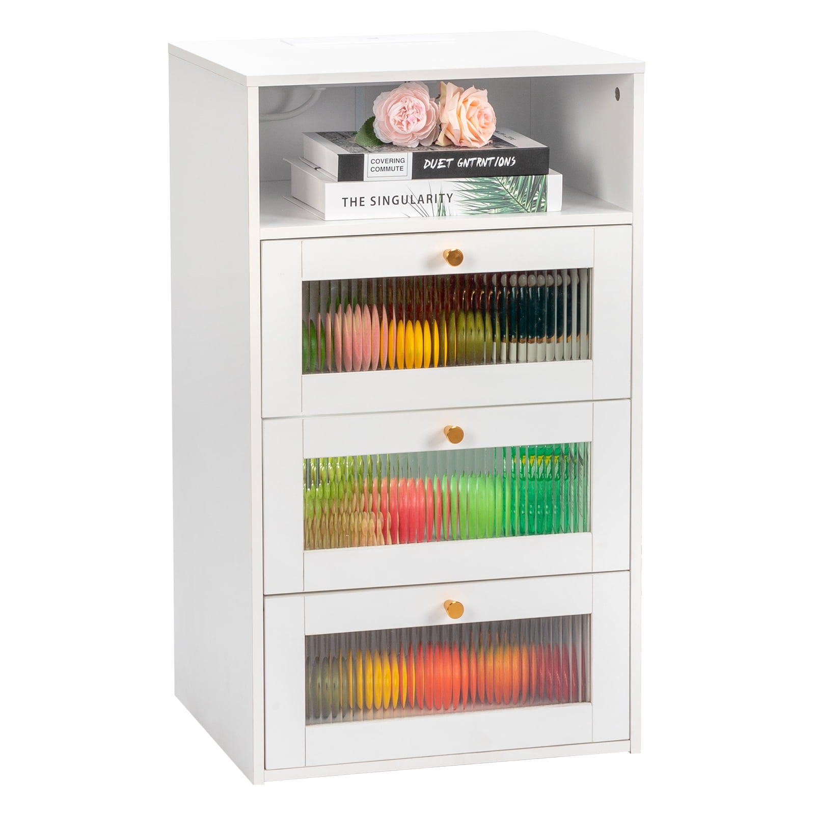 CYTROP 3 Drawer Nightstand with Charging Station, LED Nightstand with ...