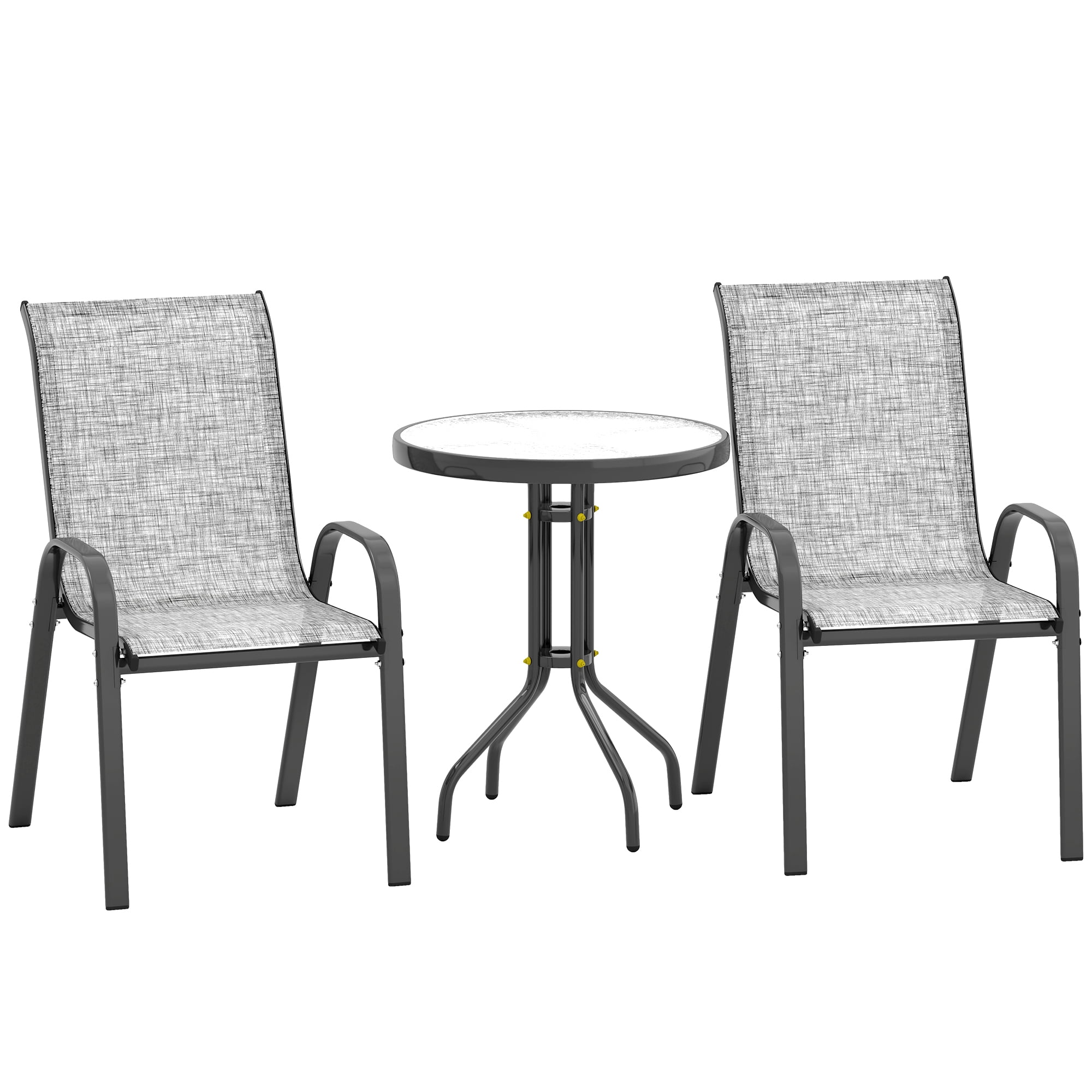 CYTROP 3 Pieces Outdoor Bistro Set, Small Patio Set with Stackable Mesh ...