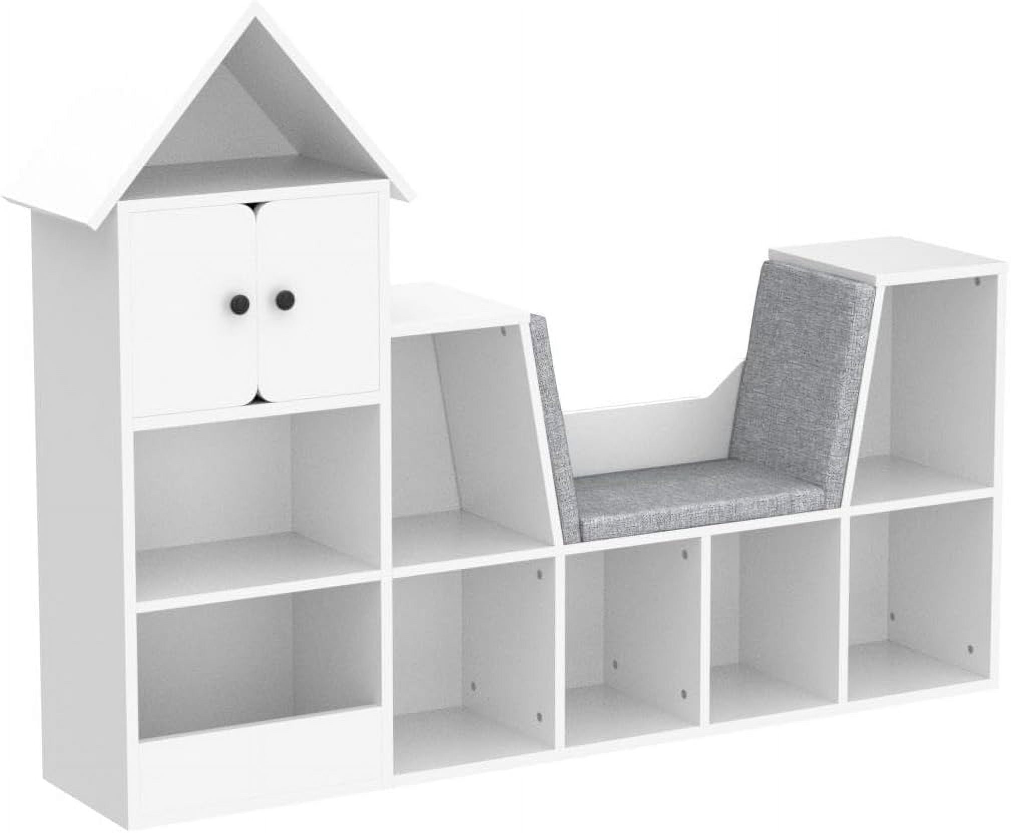 CYTROP 56.9" Wooden Kids Bookshelf with Reading Nook, Kids Bookcase ...