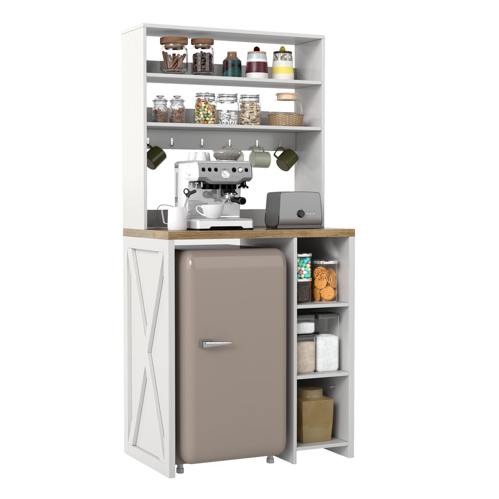 CYTROP 6-Tier Mini Fridge Cabinet Fridge Stand with Storage ...