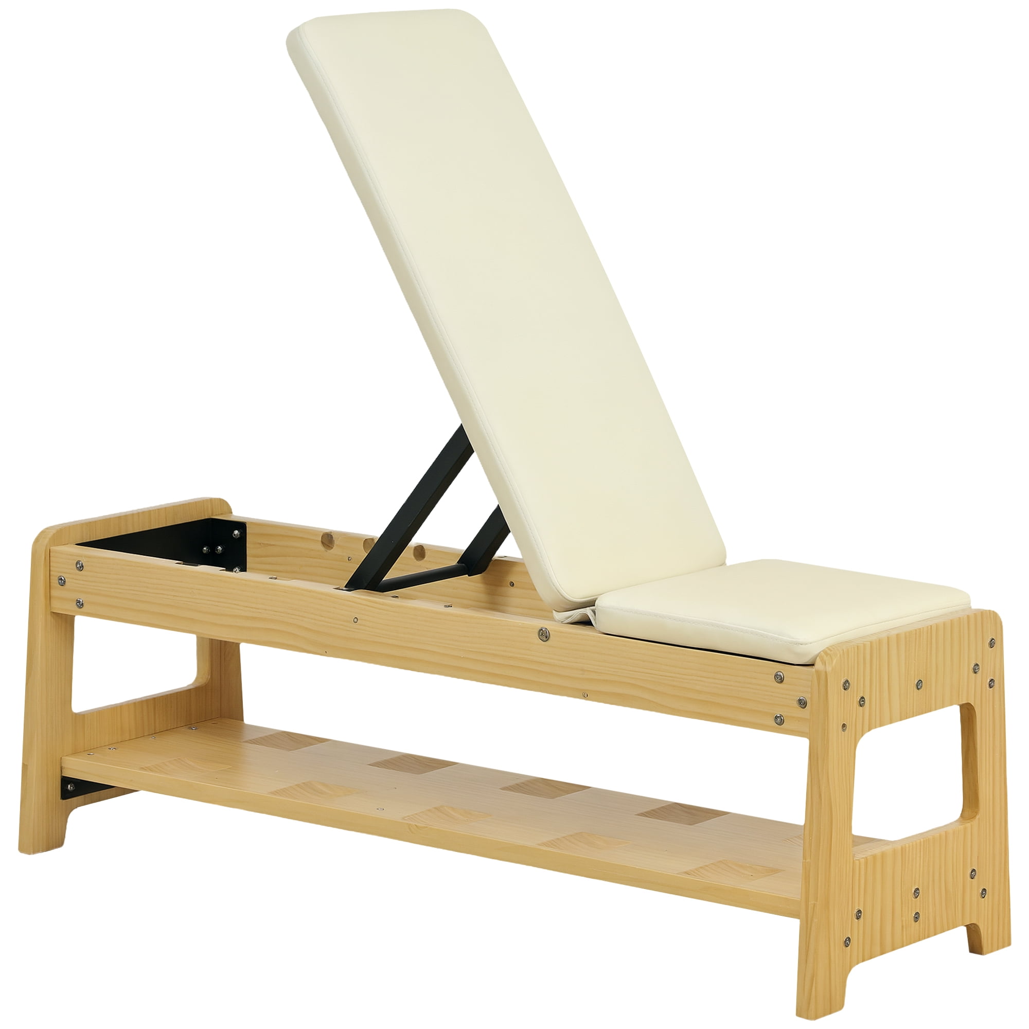 CYTROP Adjustable Weight Bench with Dumbbell Rack, Wooden Workout Bench ...