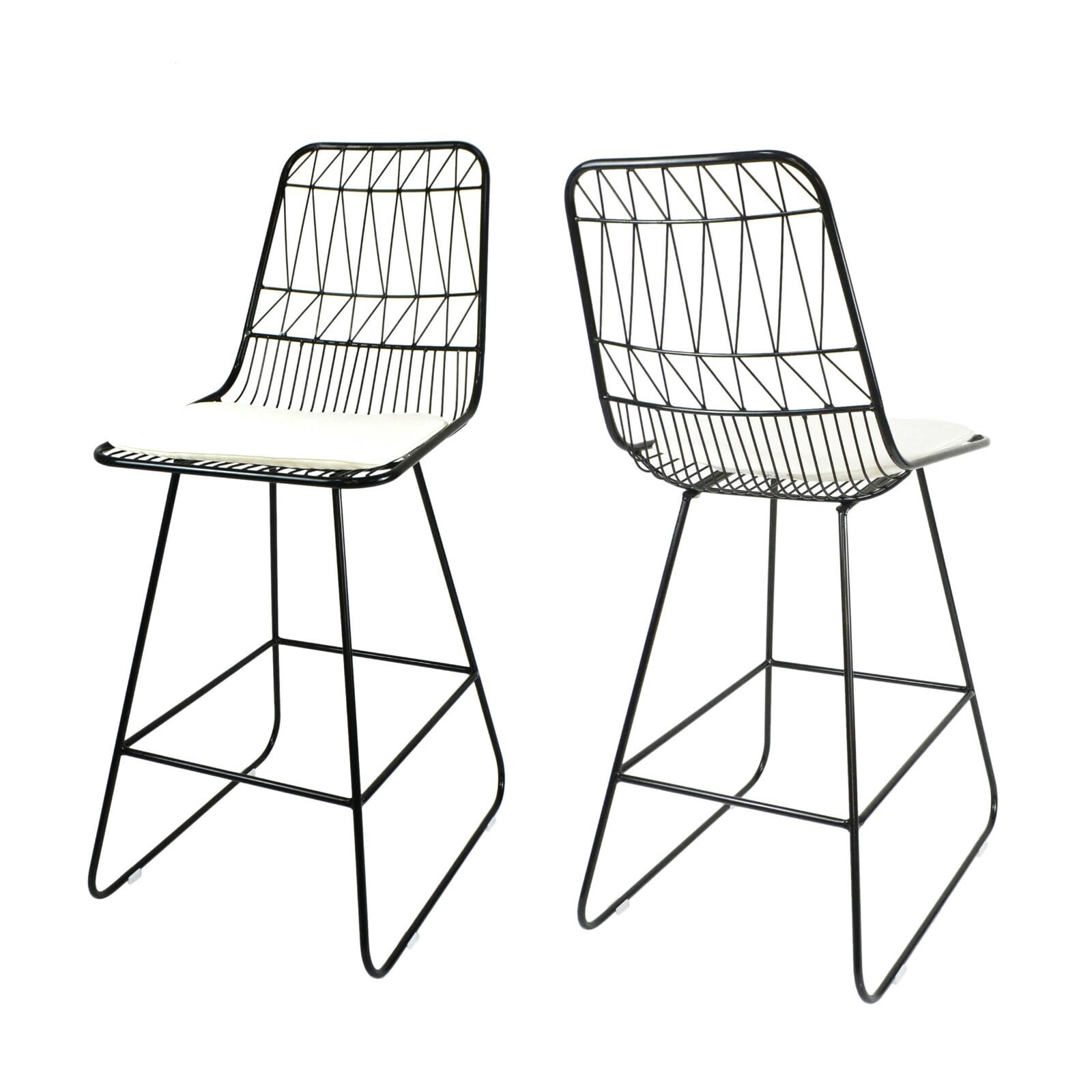 CYTROP Counter Stools, 26" Seats, Modern, Geometric, Light Brass Iron ...