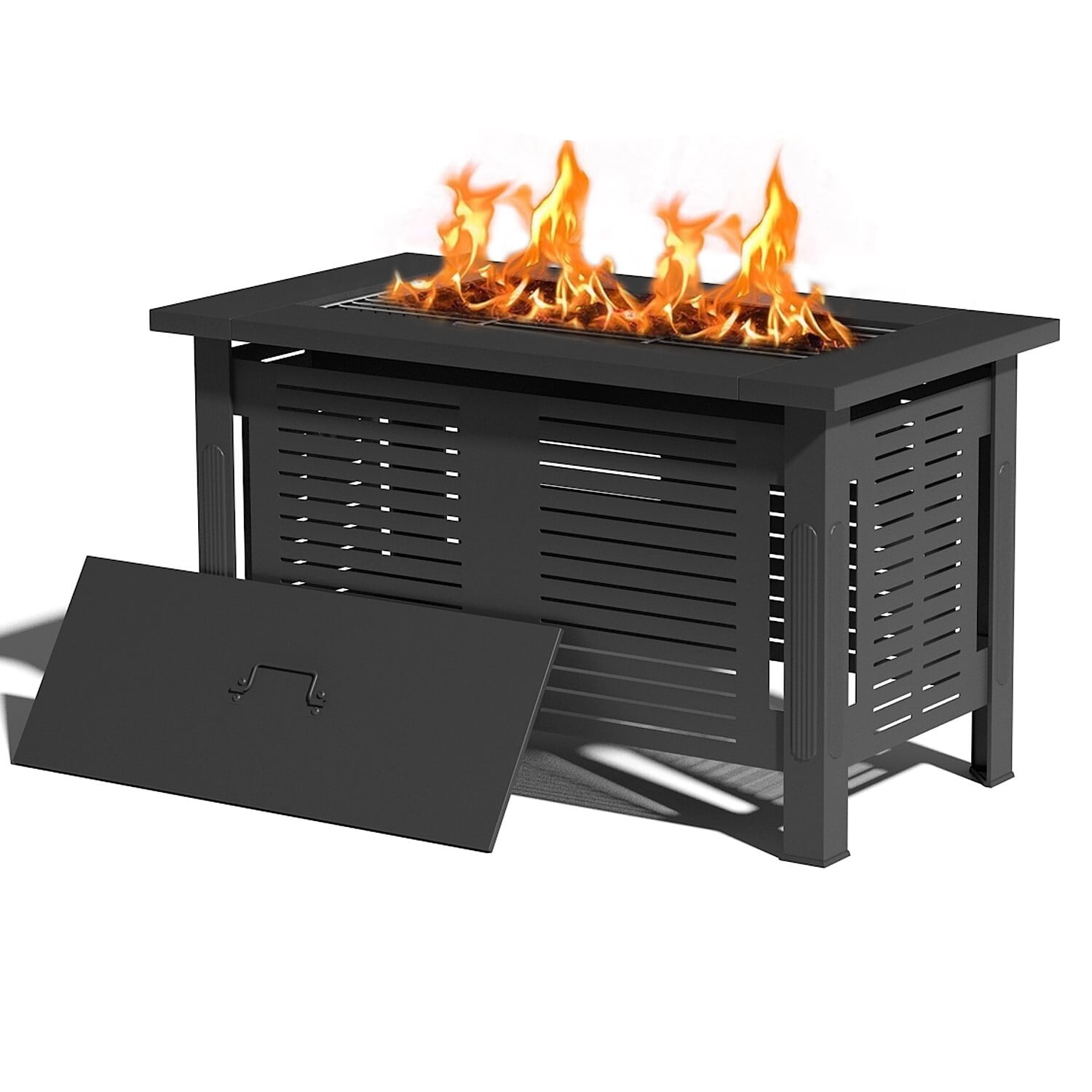 CYTROP Fire Pit Table, 43 Inch Wood Burning BBQ Grill Firepits, For Outside Party Barbecue ...