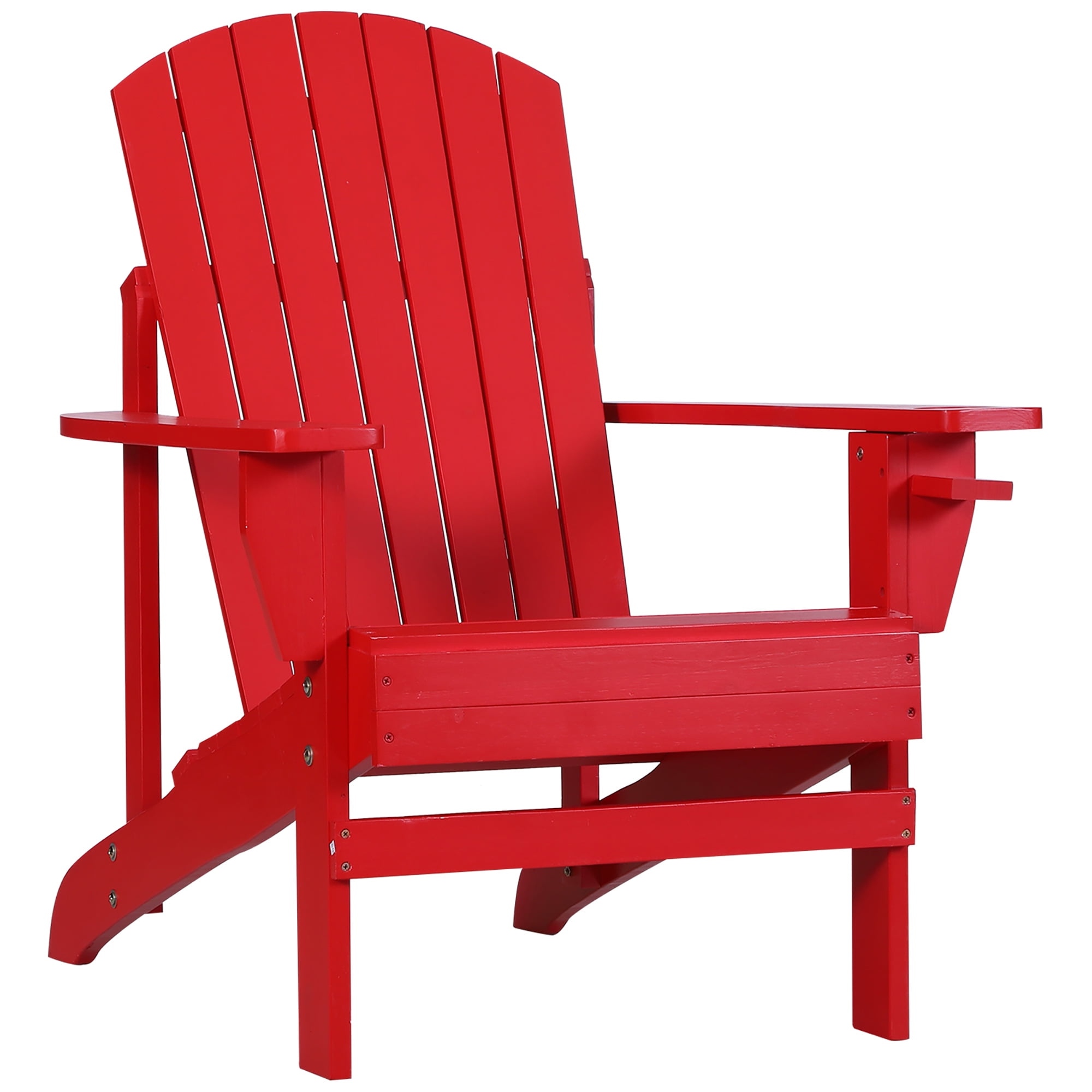 CYTROP Outdoor Chair with Cup Holder, Wooden Lounge Patio Chairs ...