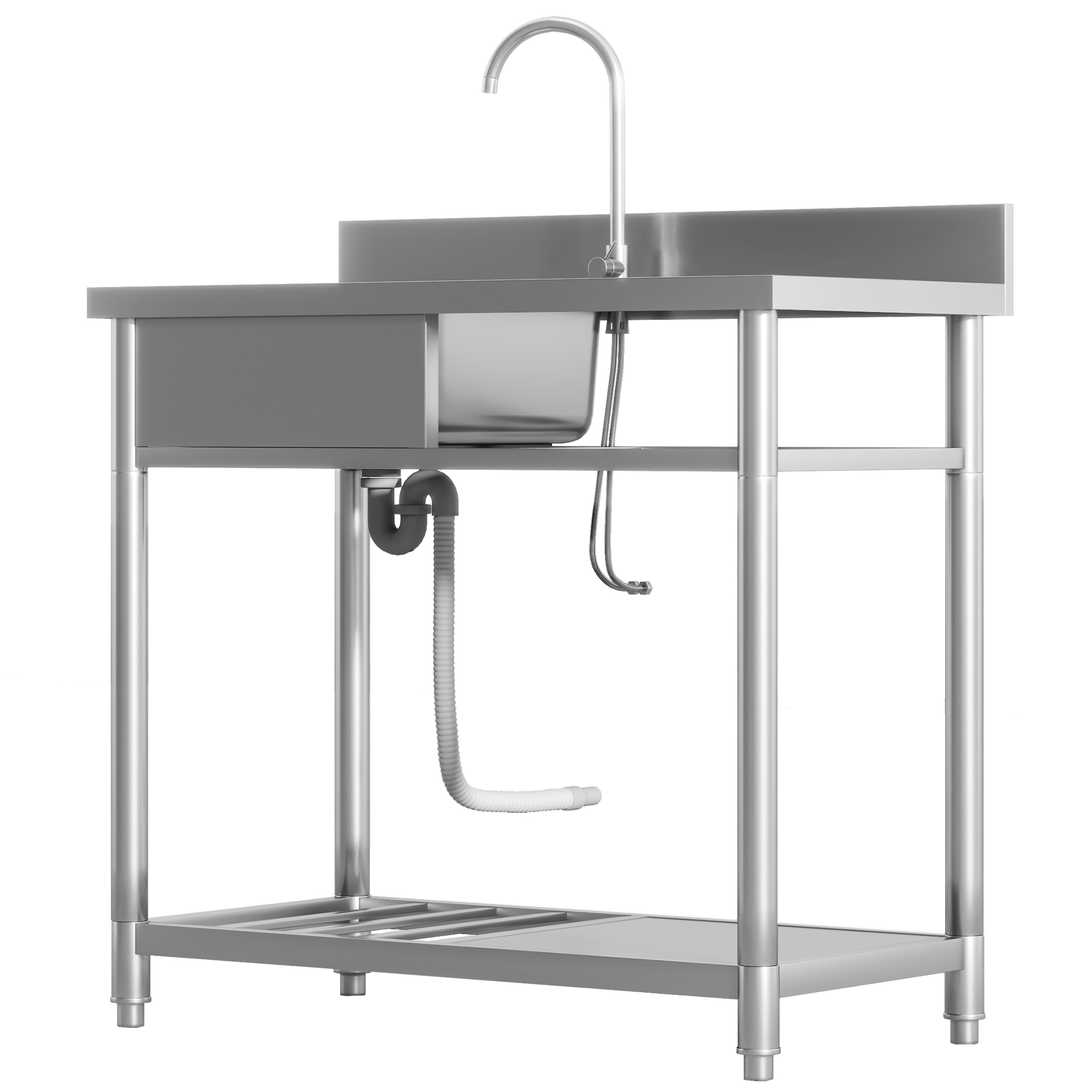 CYTROP Outdoor Utility Sink, Deep Stainless Steel Sink, Free Standing ...