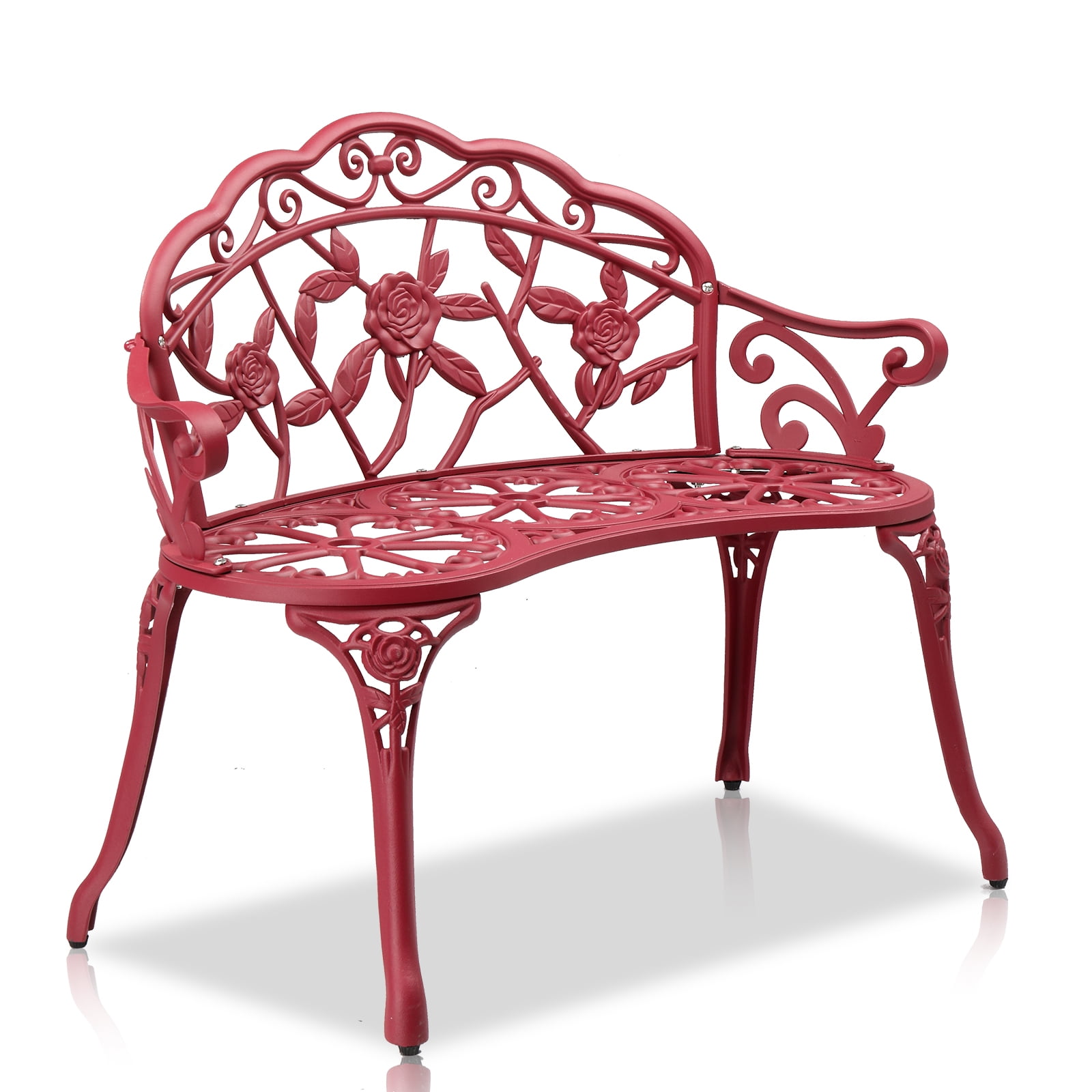 CYTROP Patio Garden Bench Park Metal Rose Outdoor Benches, Aluminium ...