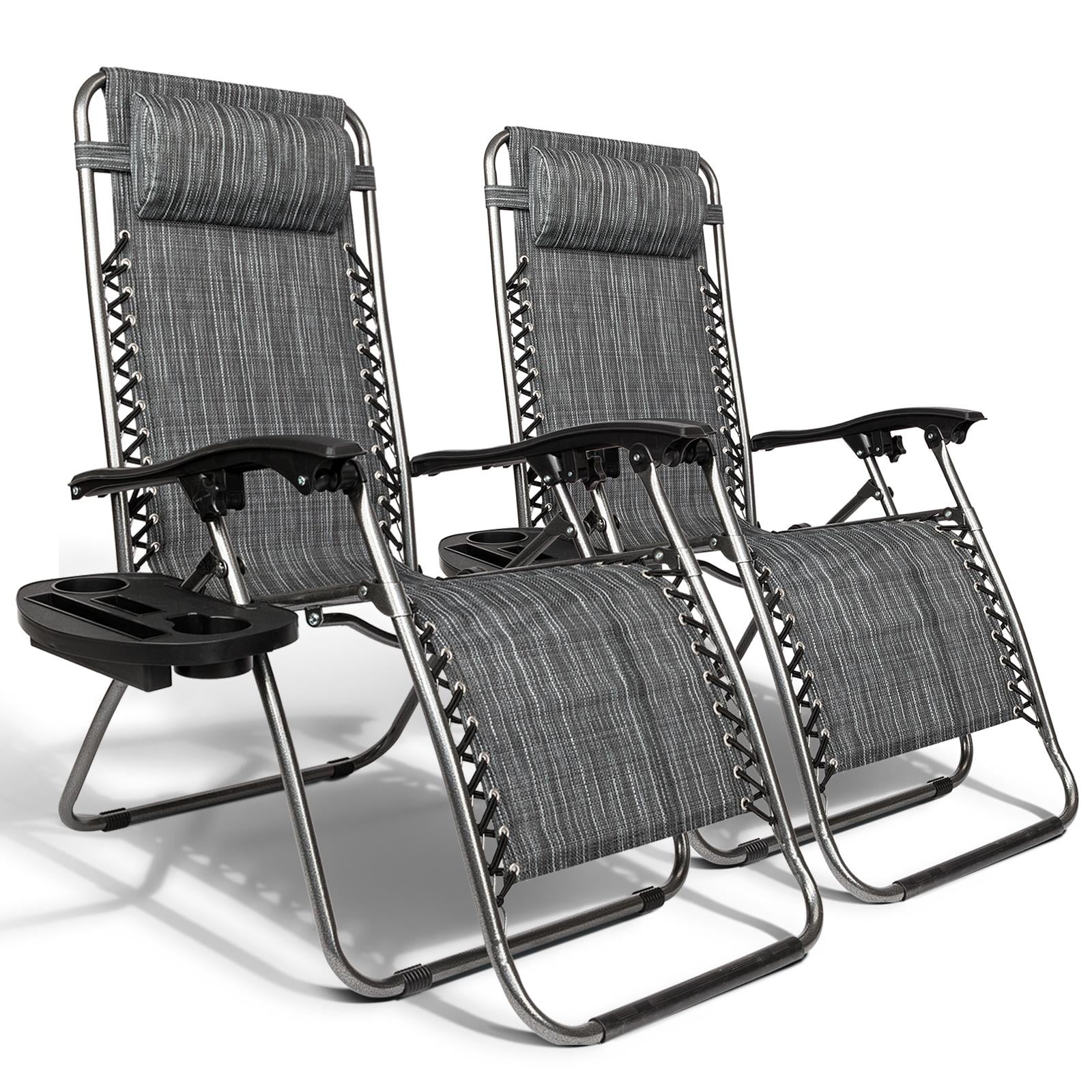 CYTROP Set of 2 Zero Gravity Lounge Chair Outdoor Adjustable Reclining ...