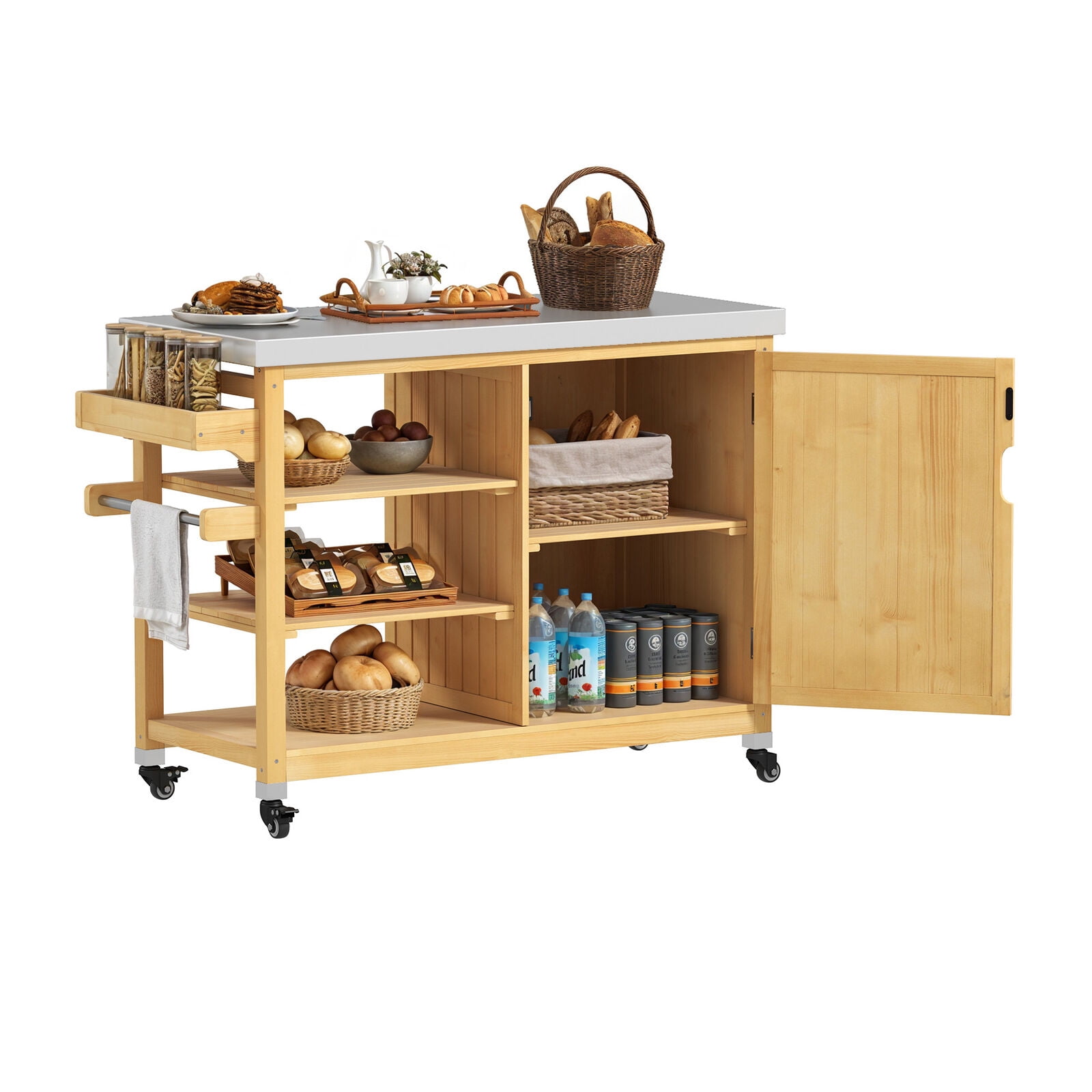 CYTROP Solid Wood Patio Bar Table Outdoor Storage Cabinet Bar Table ...