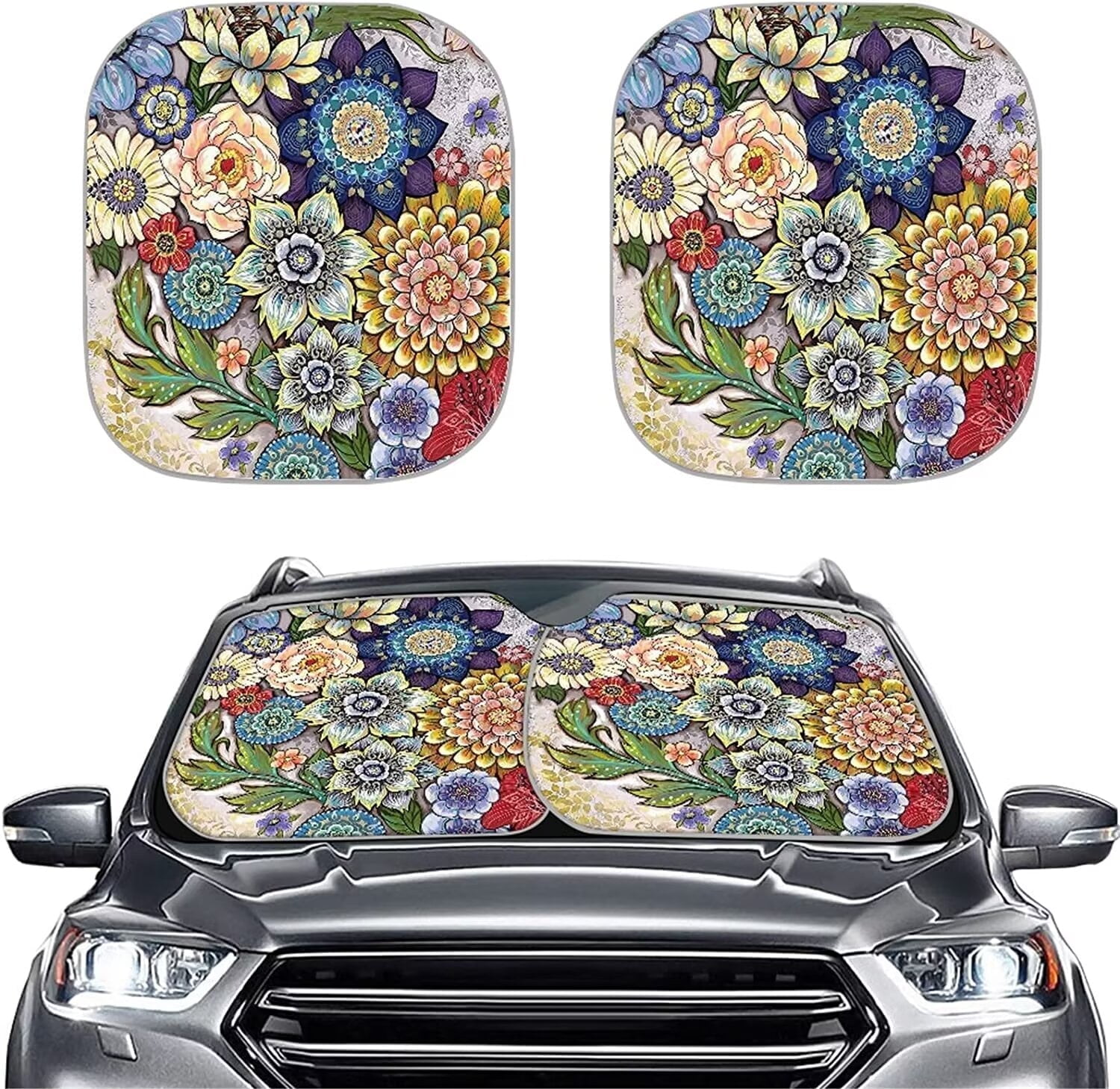 CYU SHOP Car Front Windshield Sun Shade Universal for Women, Abstract ...
